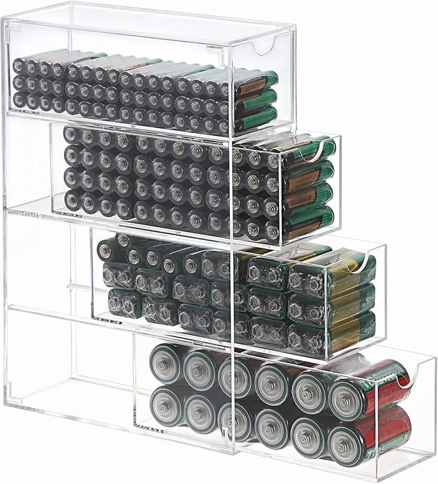 1 Pack Clear Acrylic Battery Storage Organizer for AA, AAA, 9V, C ...