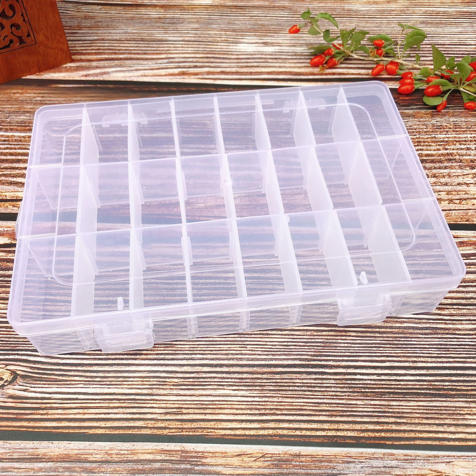 1 Pack Clear Storage Containers with 24 Grid Adjustable Dividers, Large ...