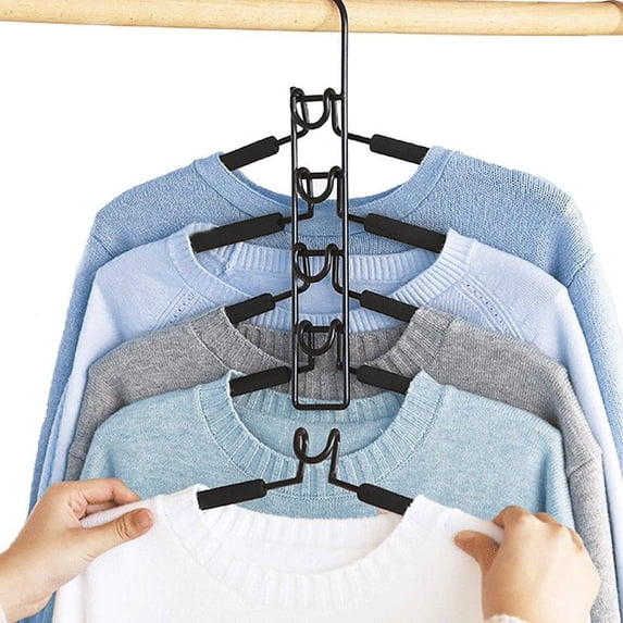 1 Pack Clothes Hangers Space Saving, 5 in 1 Multi Layer Metal Hanger ...