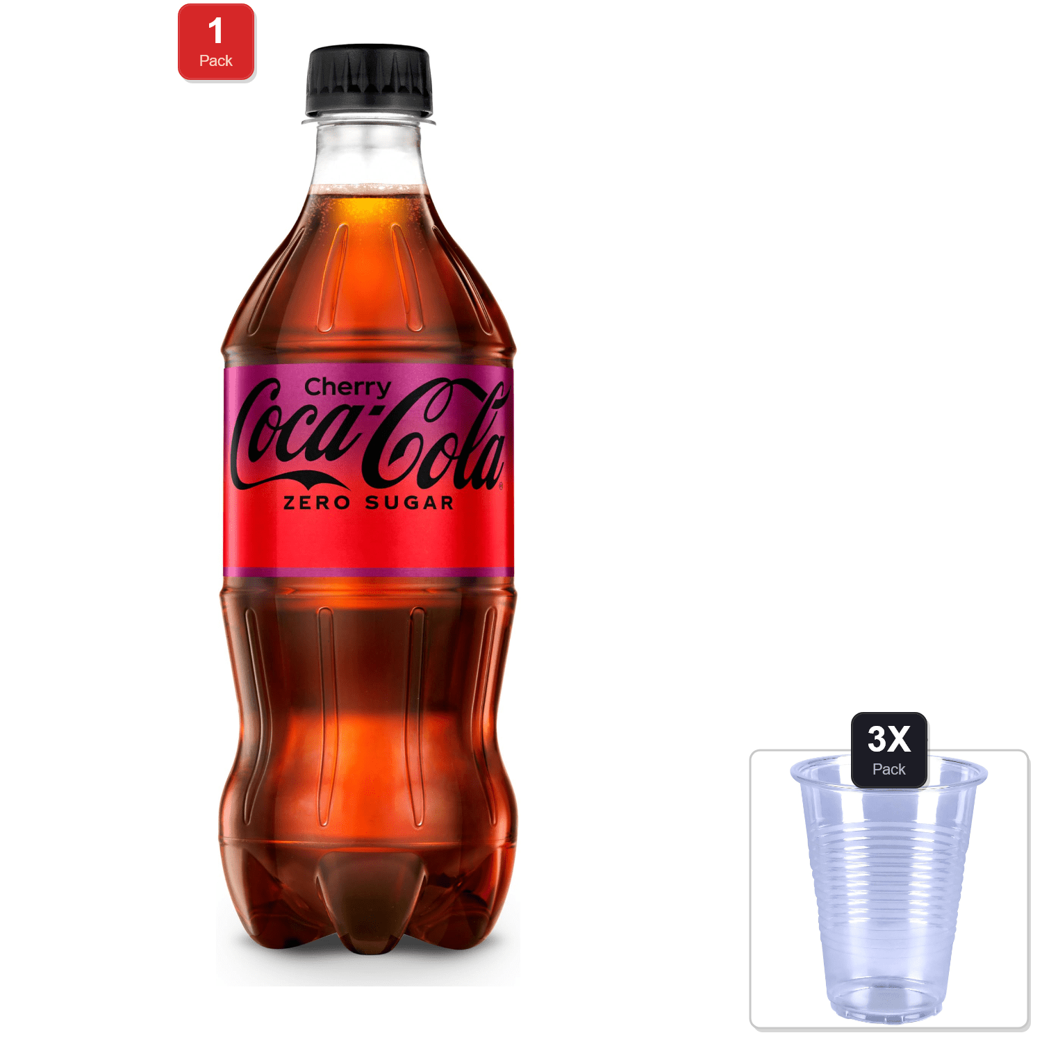 1 Pack | Coca-Cola Coke Cherry Zero Sugar 20 Fl Oz Bottle & 3x 9oz ...