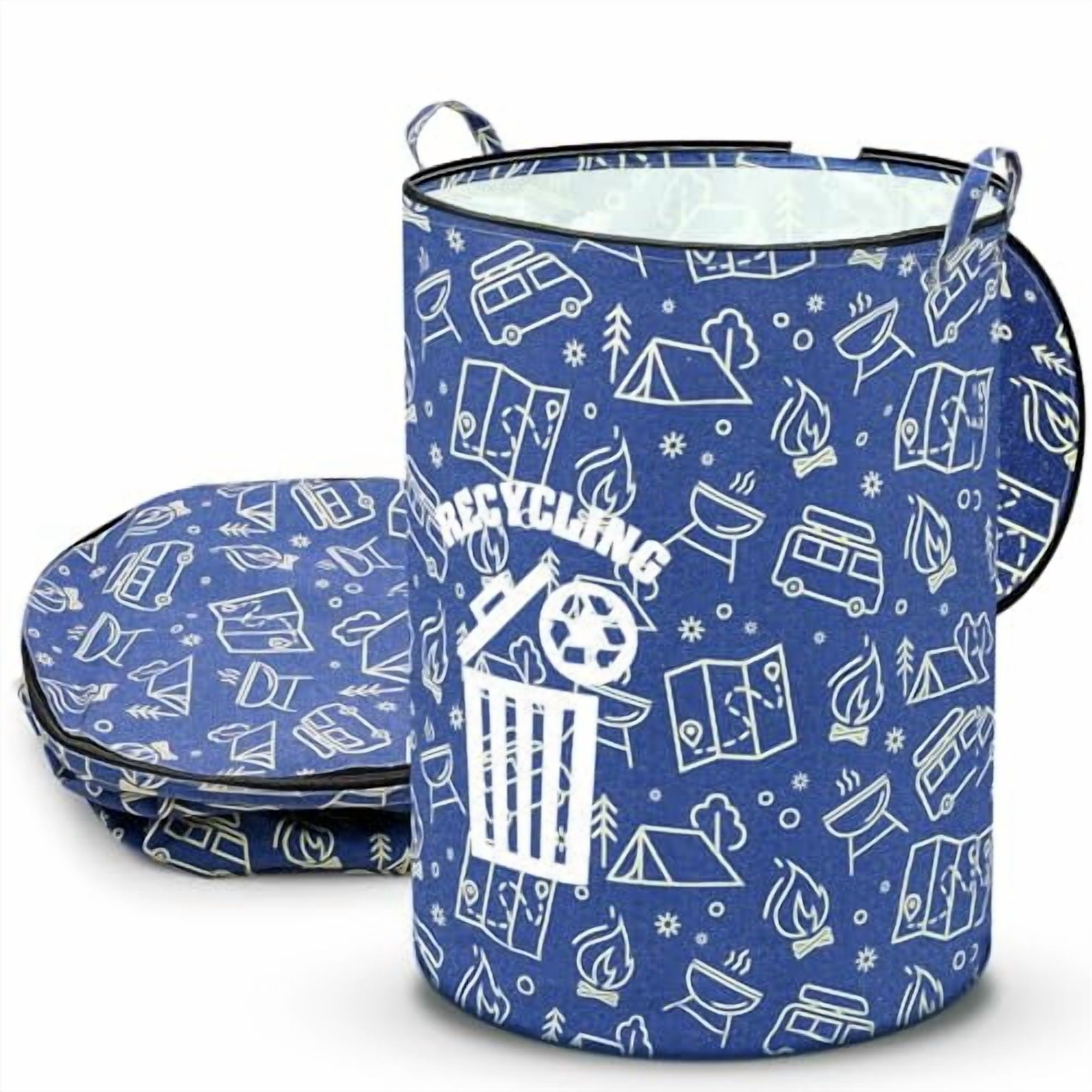 1 Pack Collapsible Trash Can Camping with Zippered Lid Foldable Storage ...