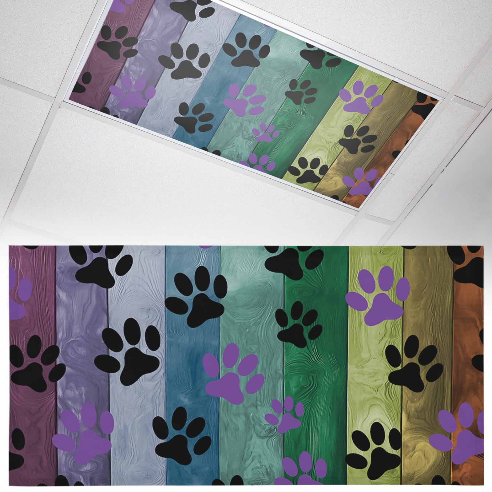 1 Pack Colorful Dog Fluorescent Light Covers for Ceiling Lights Paw ...