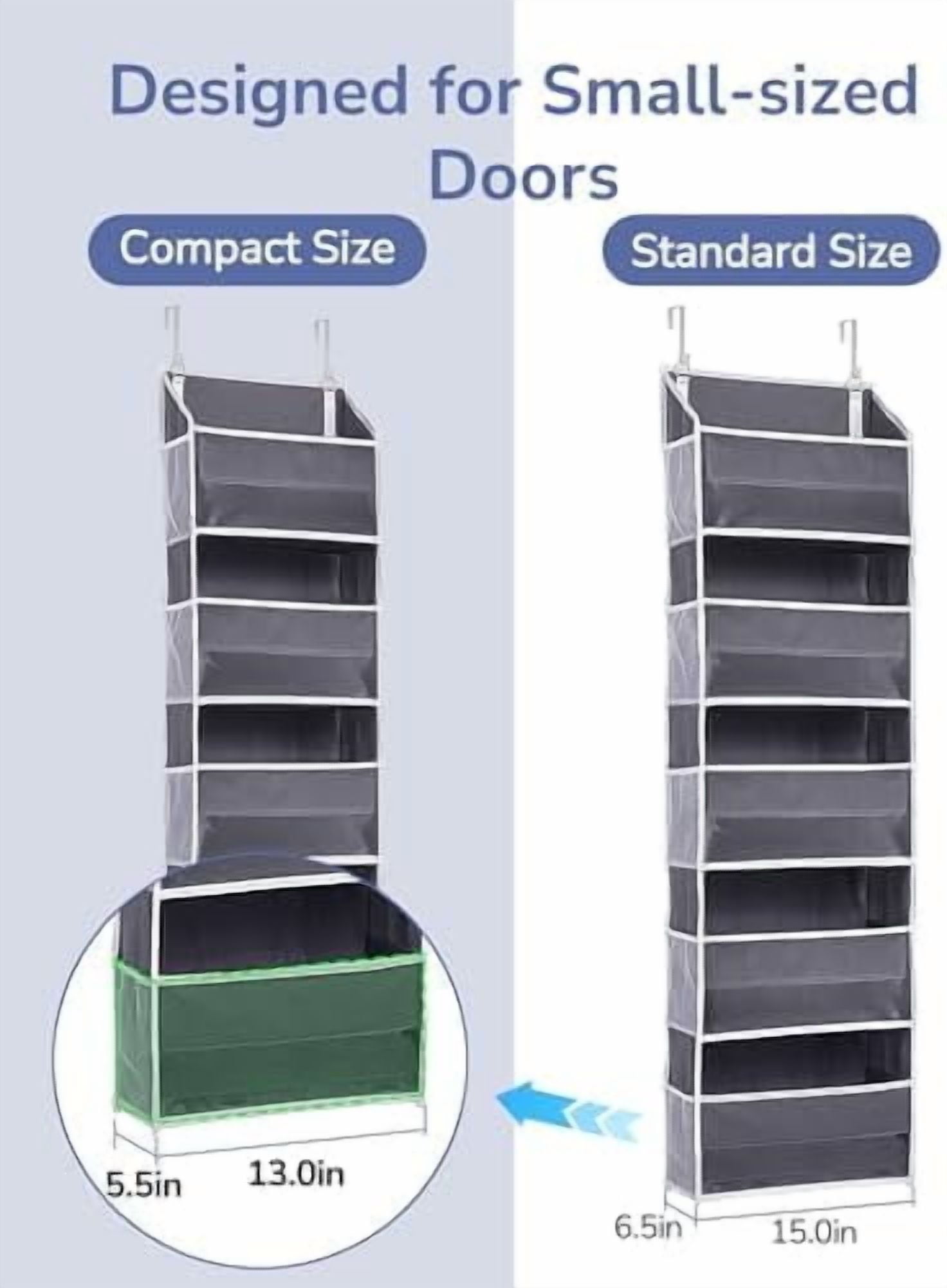 1 Pack Compact Size Over Door Organizer Slim Door Storage for Small ...
