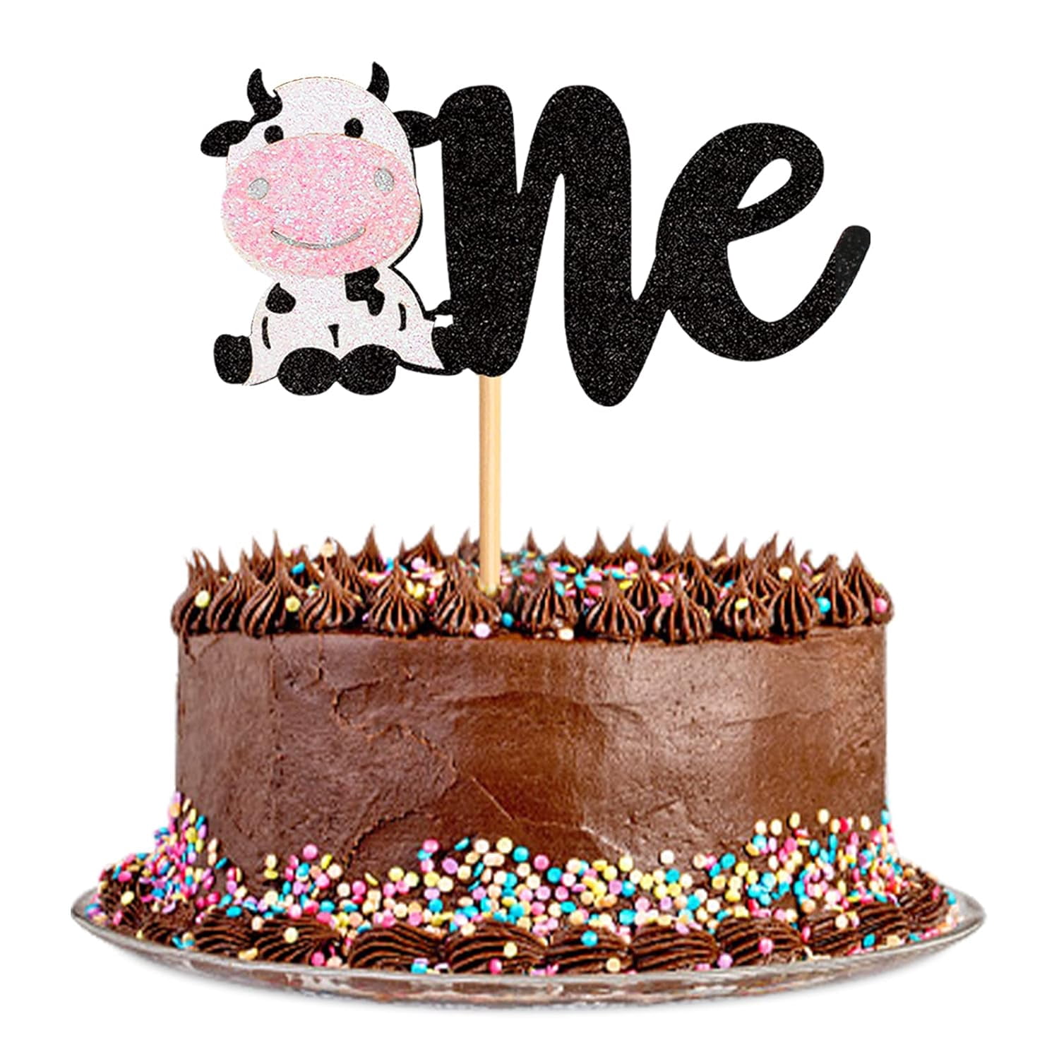 1 Pack Cow One Cake Topper Baby Shower Cupcake Picks Birthday Party ...