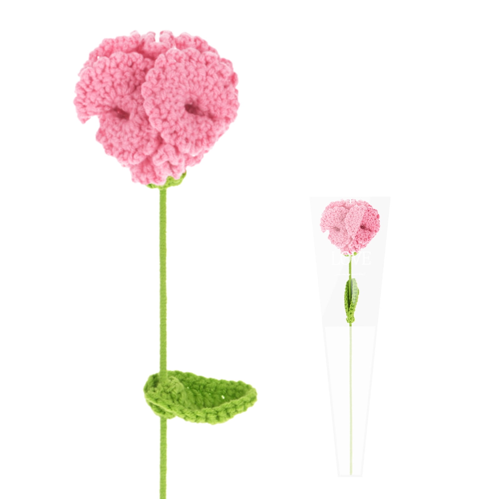 1-Pack Crochet Flowers, Knitted Artificial Wool Carnation for Handmade ...