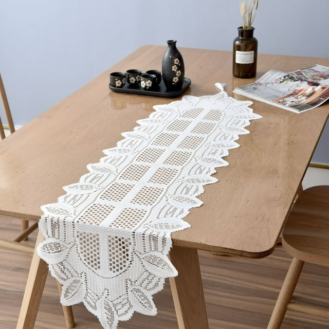 1 Pack Crochet Lace Table Runner Doilies for Table, Lace Dresser Scarf ...