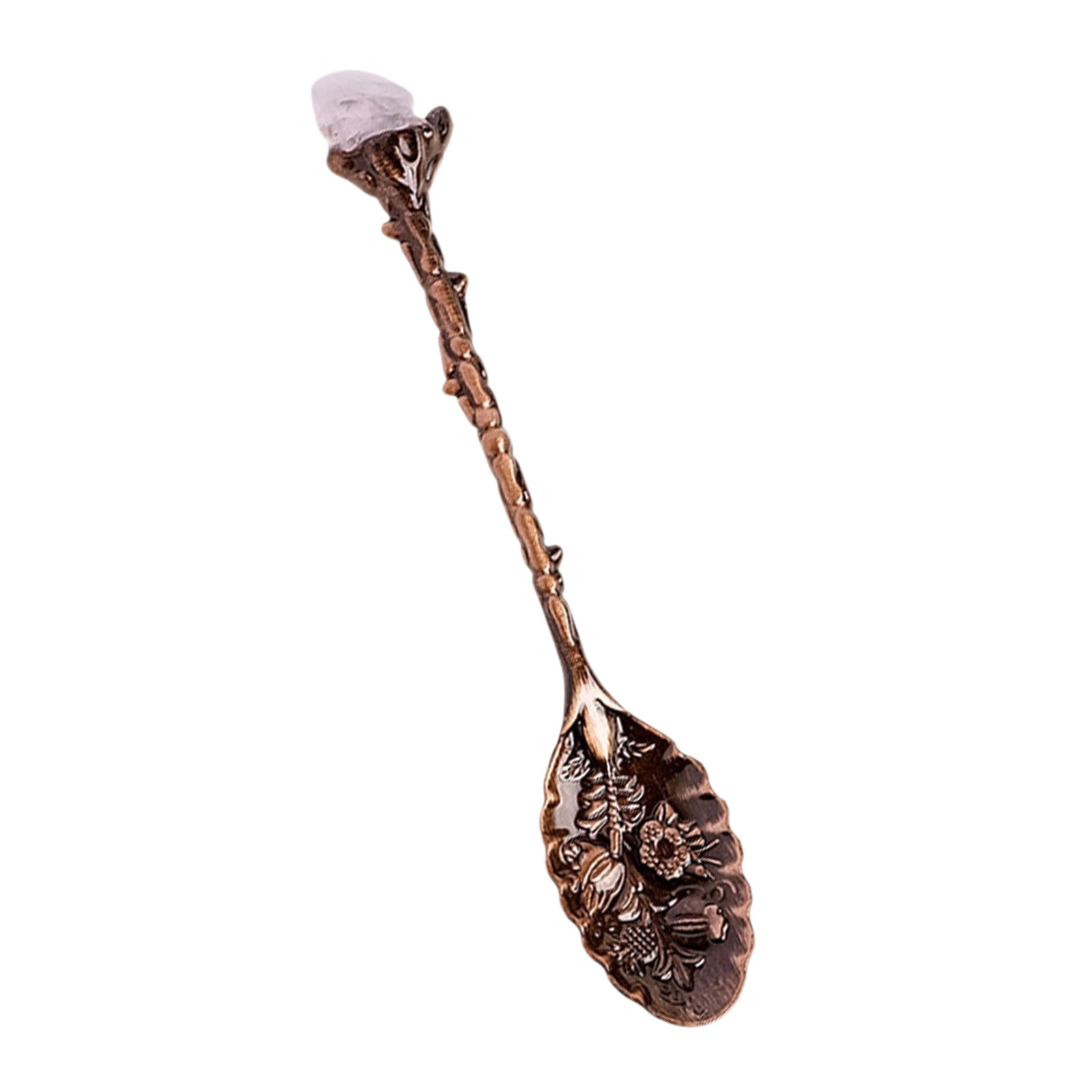 1 Pack Crystal Handle Dessert Spoon, Stainless Steel Flower Carving ...