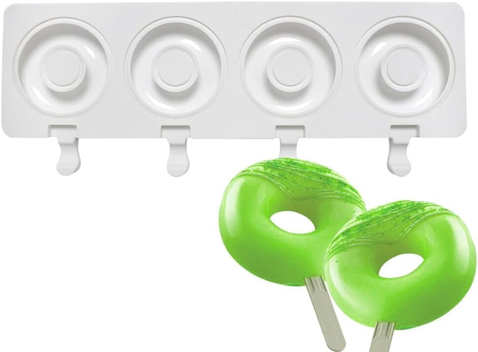 1 Pack Cute Doughnut Shape Popsicle Molds Silicone Ice Pop Molds 4 ...