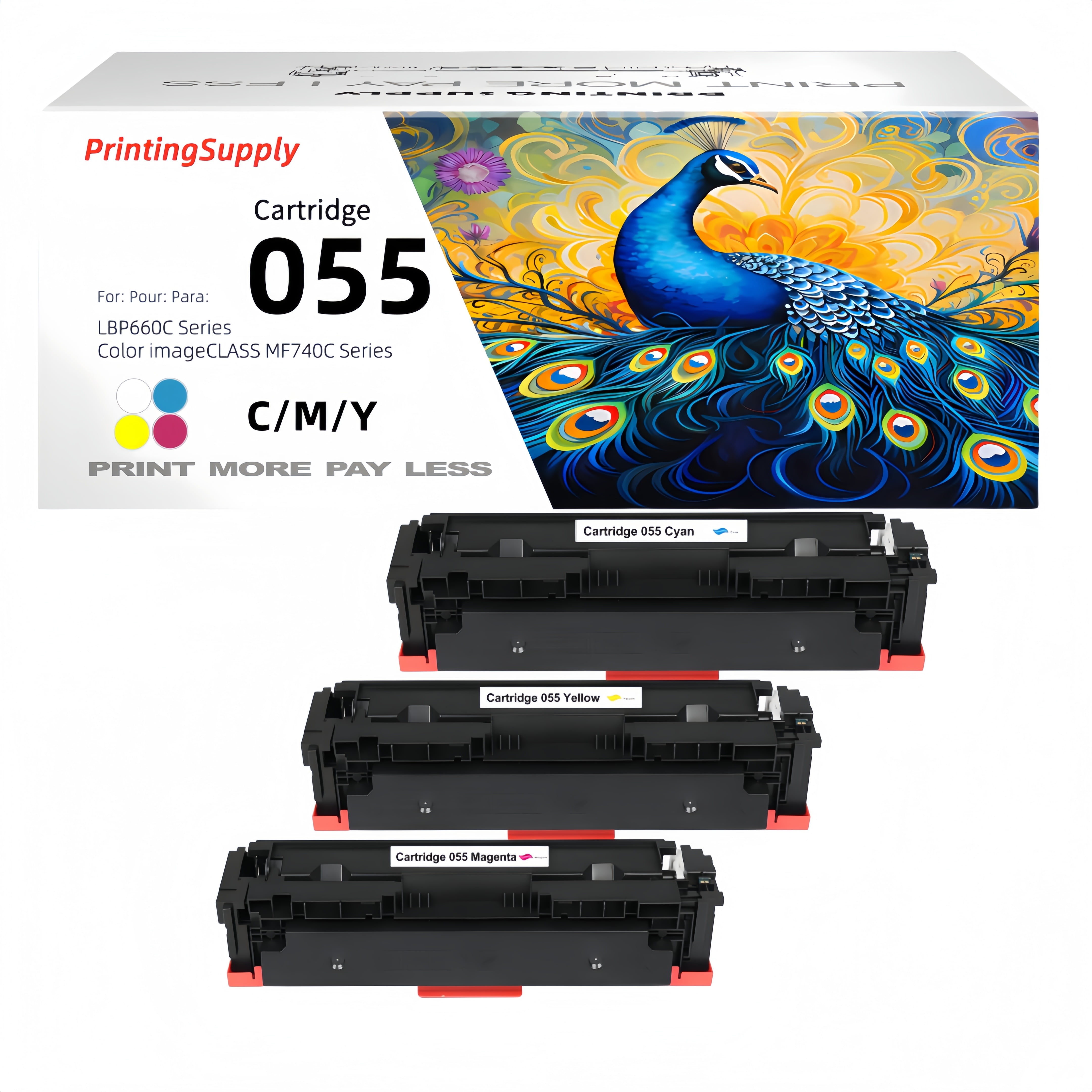 3-Pack Cyan/Magenta/Yellow 055 055H Toner Cartridge For Canon 055 055H ...