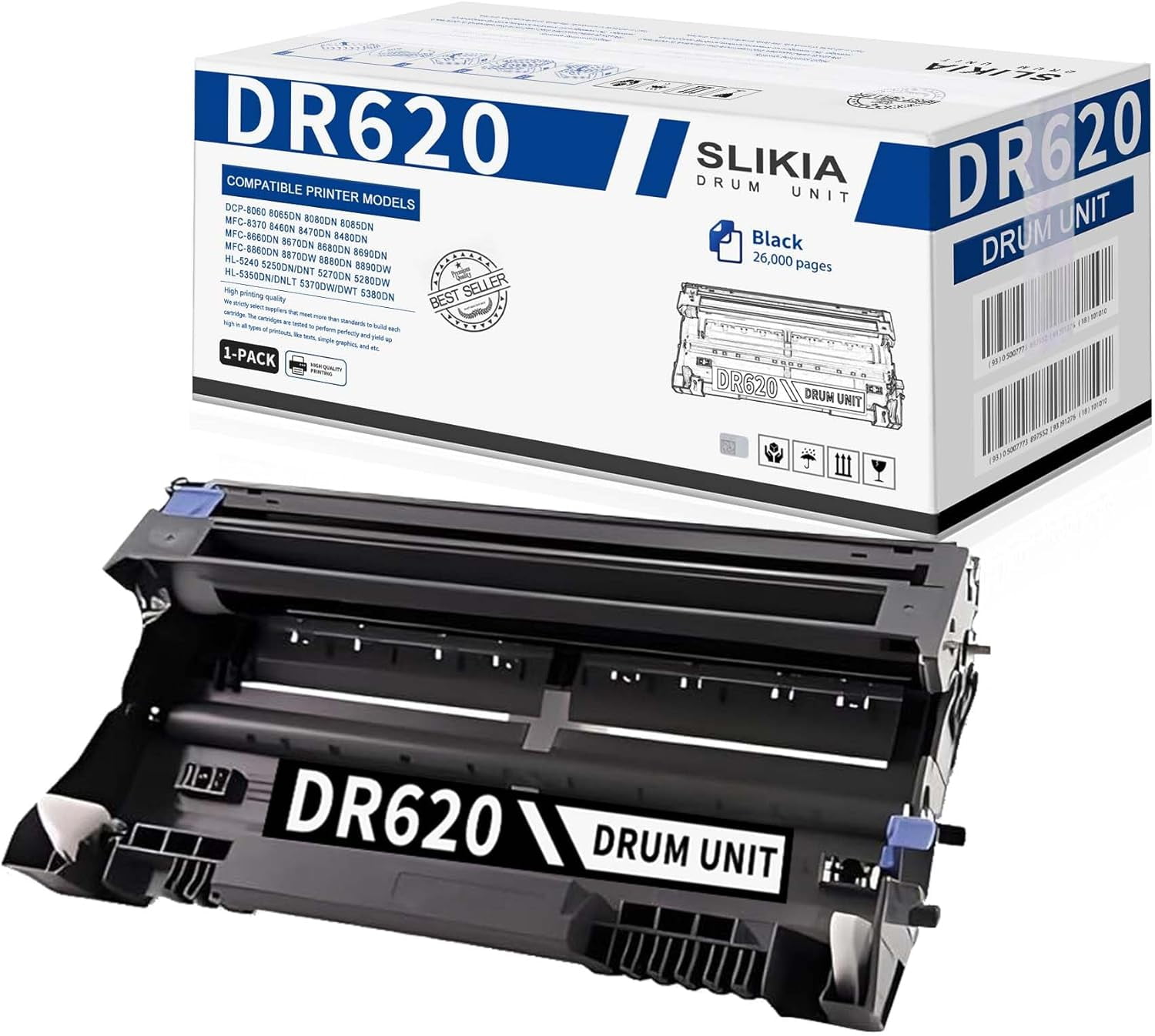 1 Pack DR620 DR-620 Black Drum Unit, Replacement for Brother DR620 High ...