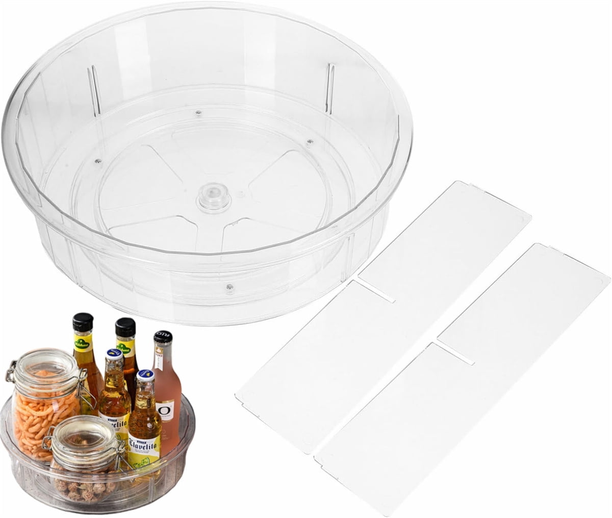 1 Pack Divided Rotating Storage Turntable,4-in-1 Removable Divider for ...