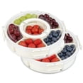 1 Pack Divided Serving Tray with Lid and Handle, Portable Round Snackle ...