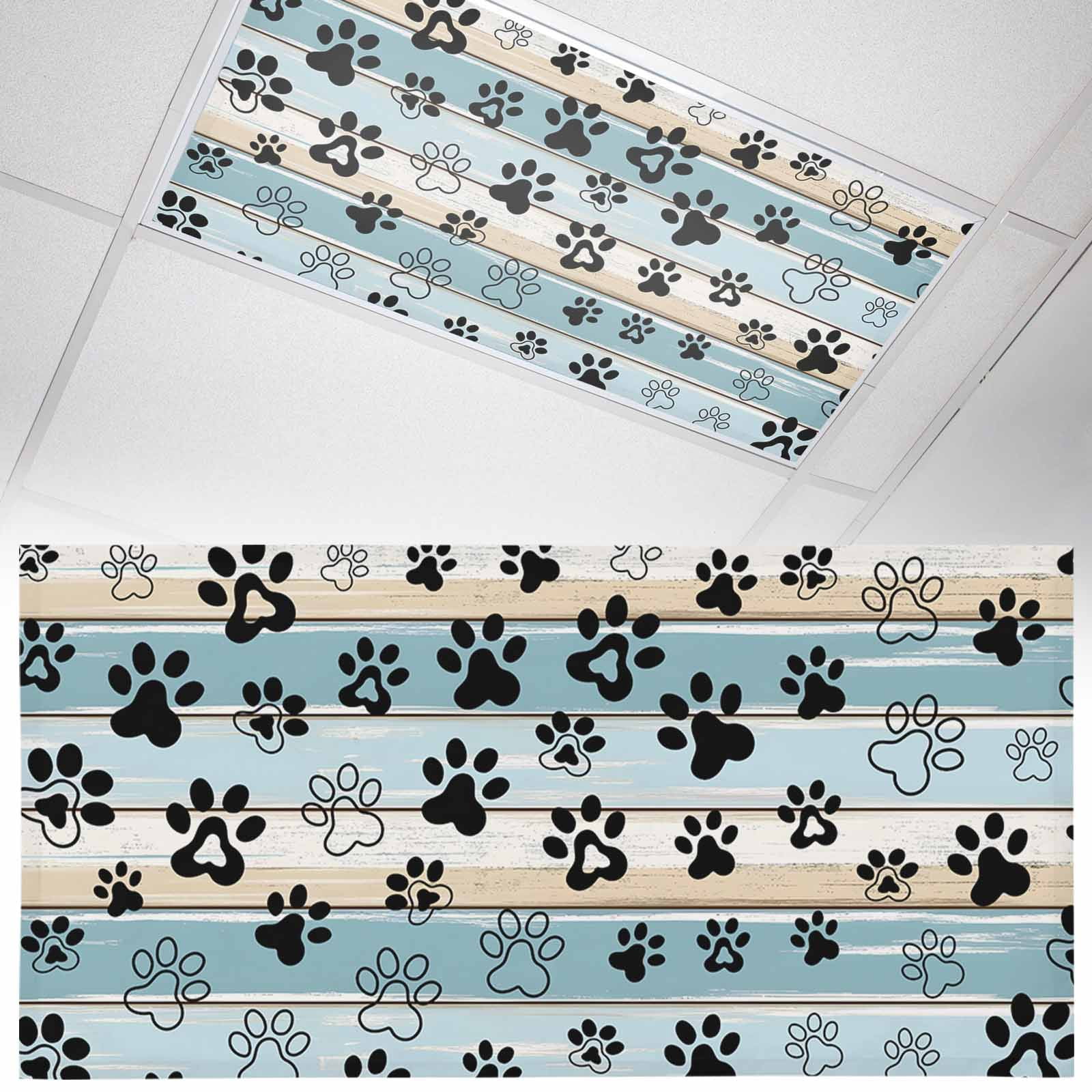 1 Pack Dog Paw Fluorescent Light Covers for Ceiling Lights Blue Wood ...