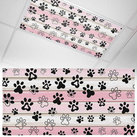 1 Pack Dog Paw Fluorescent Light Covers for Ceiling Lights Pink Wood ...