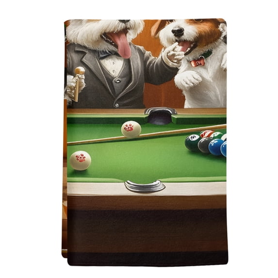 1 Pack Dog Playing Billiards Kitchen Towels Funny Animal Abstract Dog ...