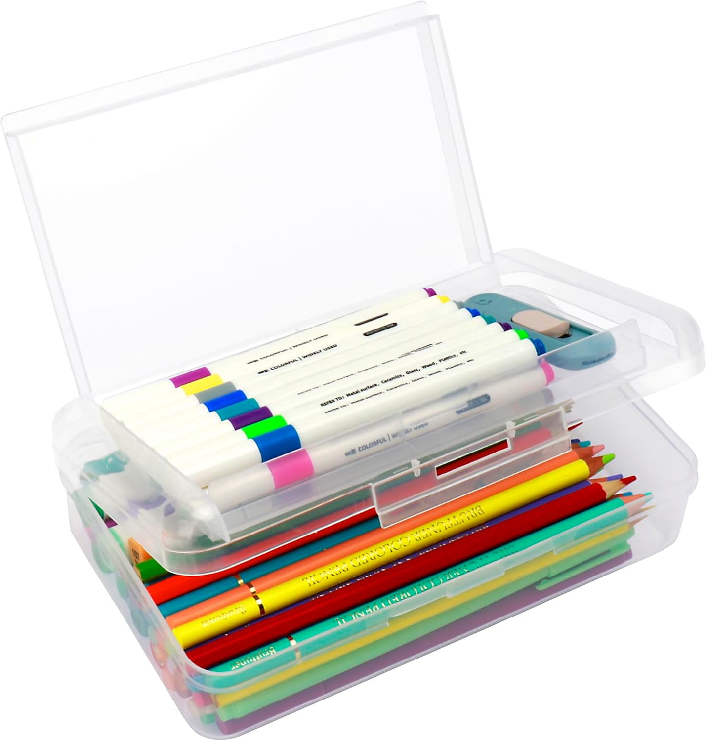 1 Pack Double Layer Hard Pencil Cases, Plastic Translucent Pencil Box ...