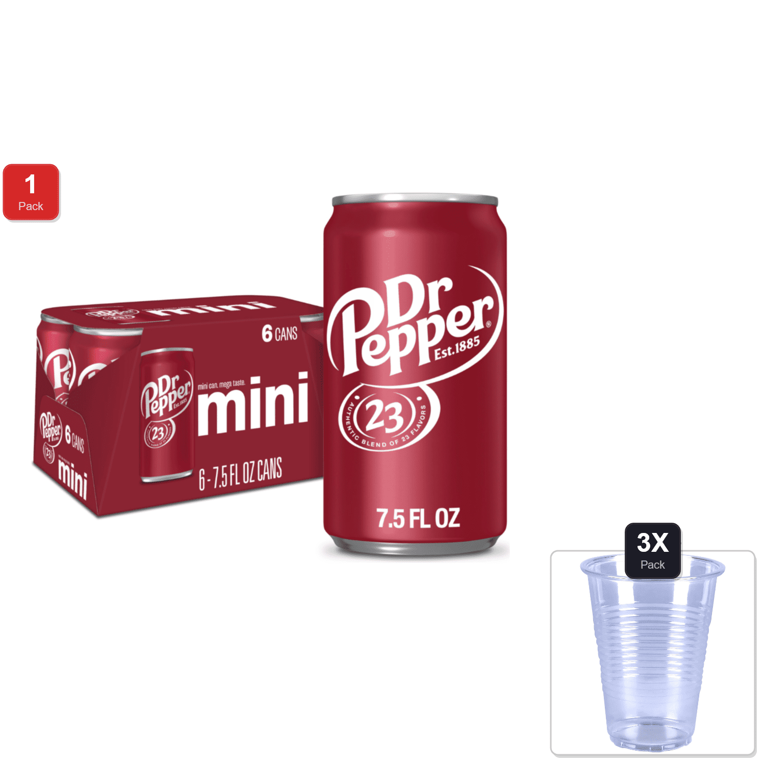 1 Pack | Dr Pepper - Mini Cans, 7.5 Oz, 6 Pk & 3x 9oz Disposable ...