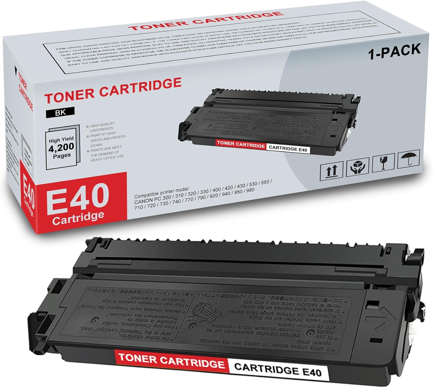 1-Pack E40 1491A002 Cartridge Black Toner Cartridge High Yield ...
