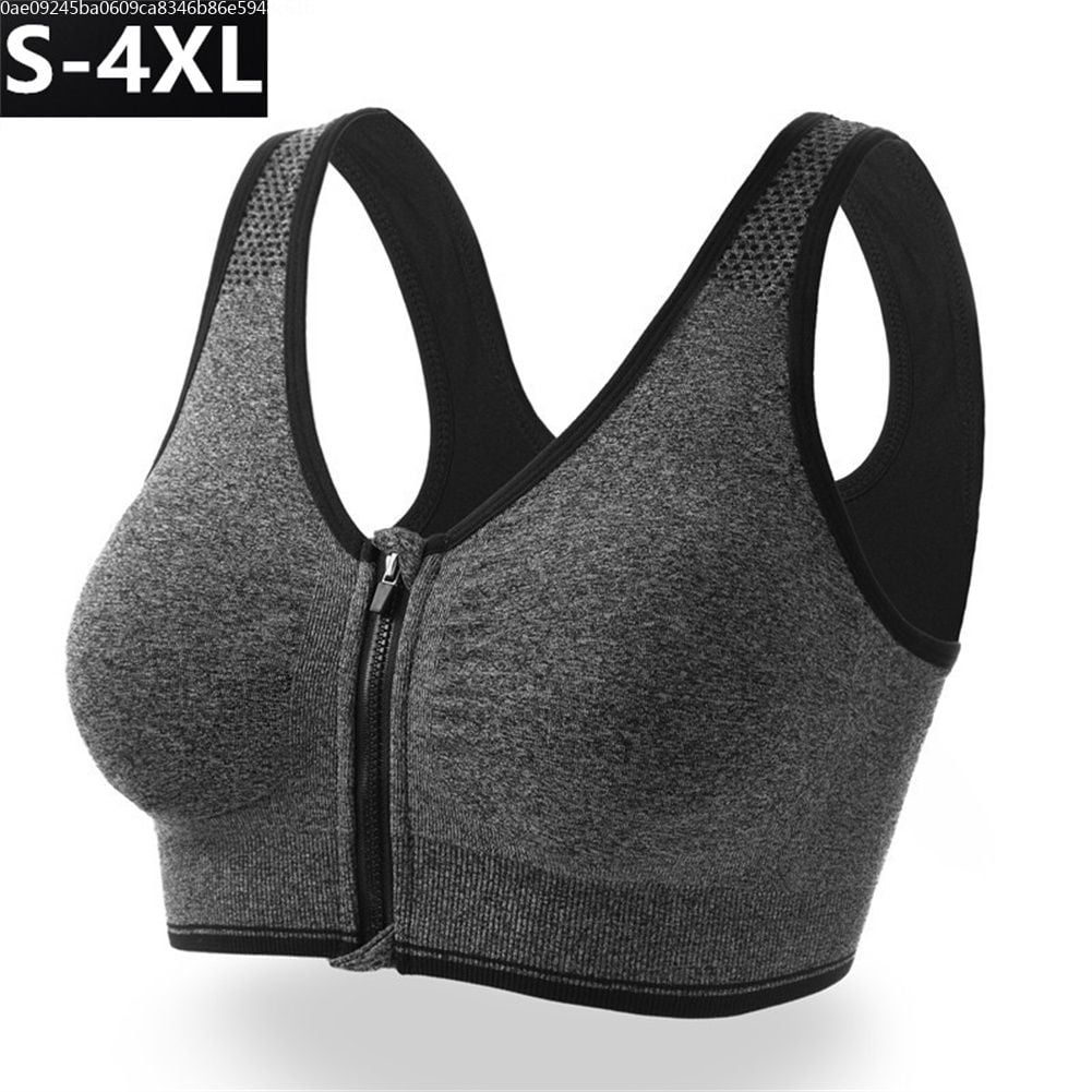 Front zipper sports bra professional shockproof breathable no steel ...
