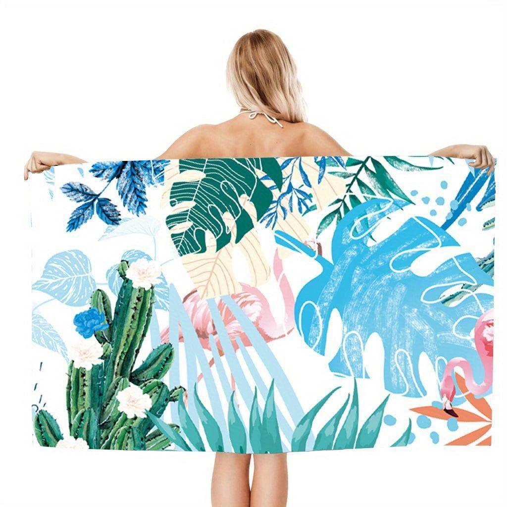1-Pack Exotic Tropical Beach Towels - flamingo, cactus and leaf prints ...
