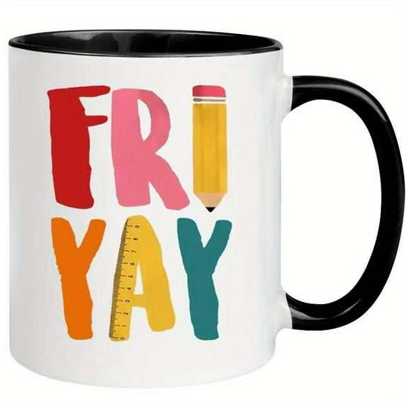 1 Pack FRI YAY Coffee Mug Happy Friday Cup with Red Yellow Pink Orange ...