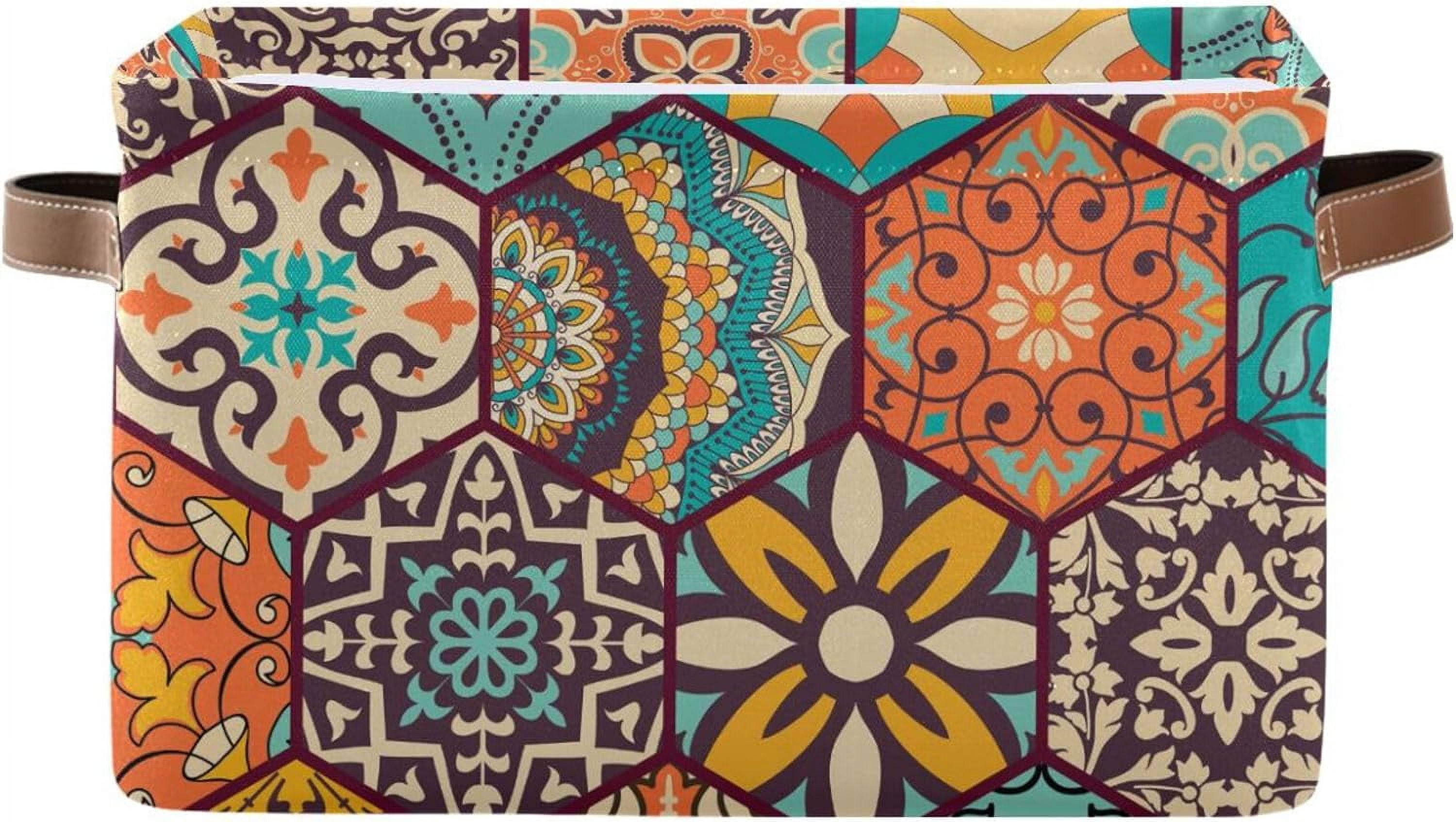 1 Pack Fabric Storage Basket Bohemian Talavera Ceramic Tile Closet ...