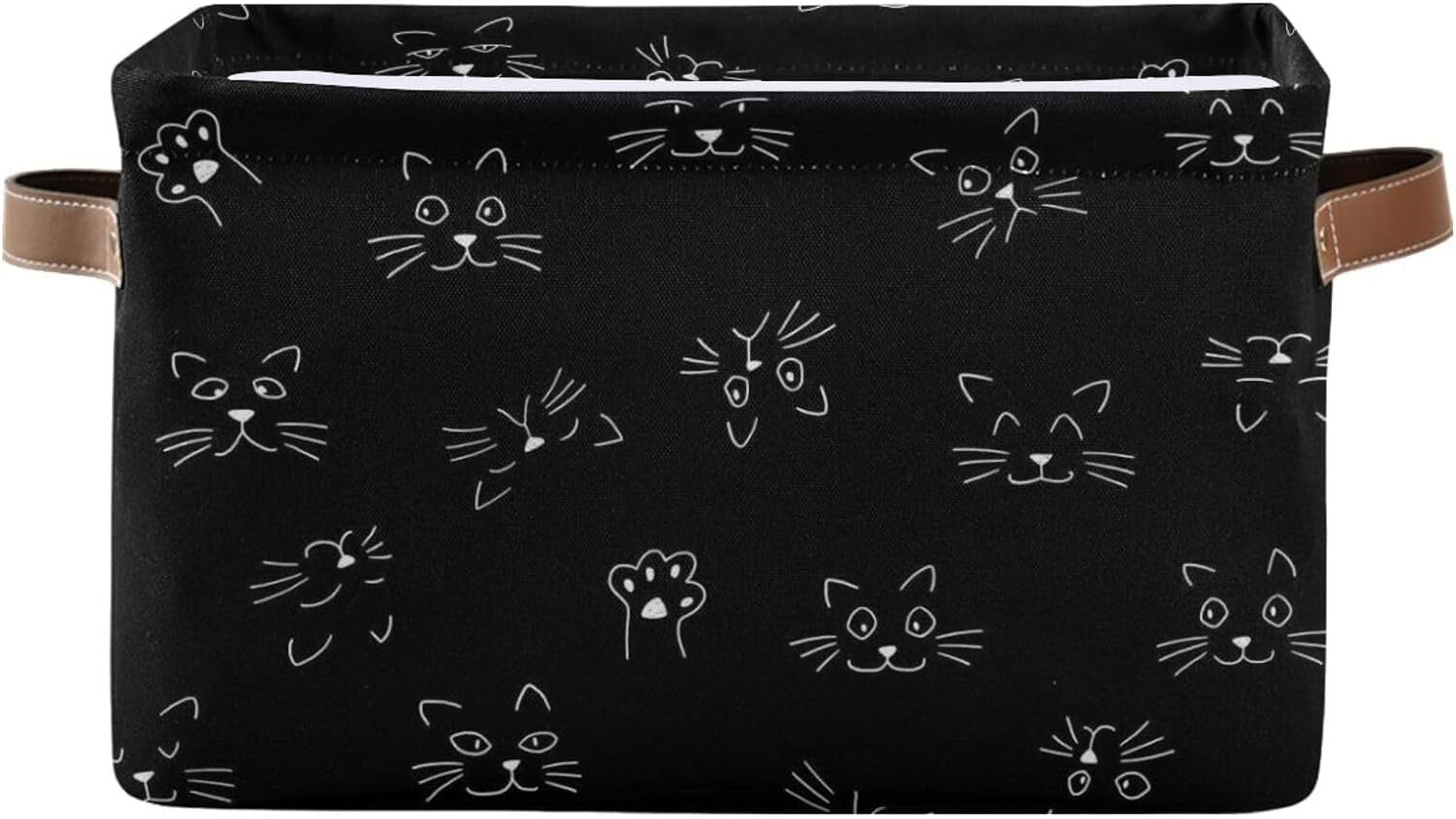 1 Pack Fabric Storage Basket Cute Cat Face Closet Storage Bins with ...