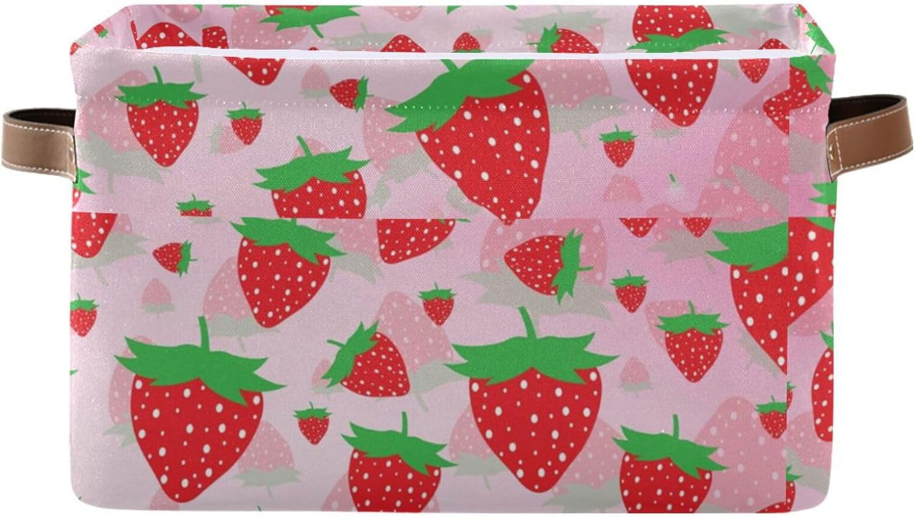 1 Pack Fabric Storage Basket Cute Strawberry Closet Storage Bins with ...