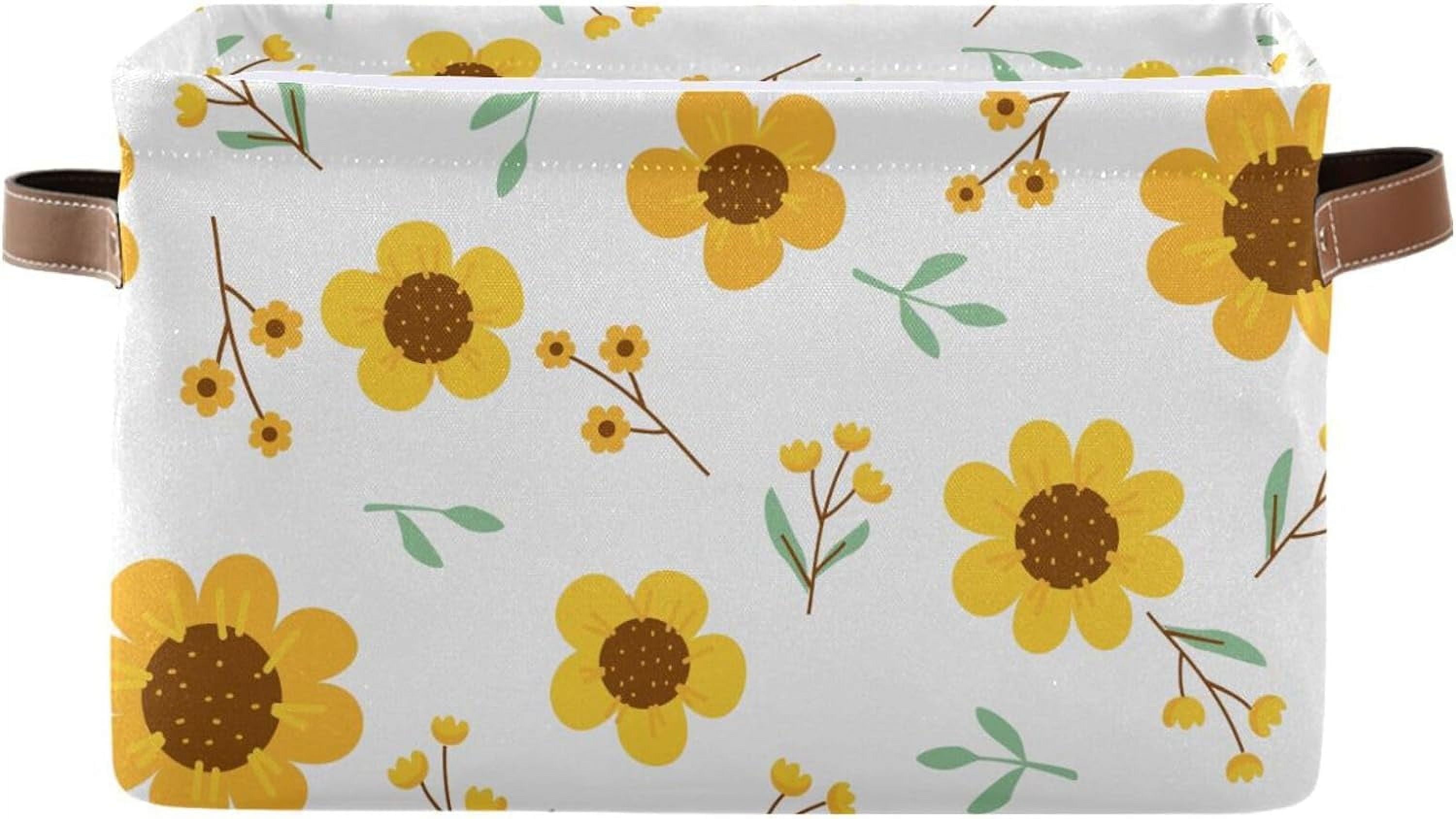 1 Pack Fabric Storage Basket Cute Sunflower Closet Storage Bins with ...