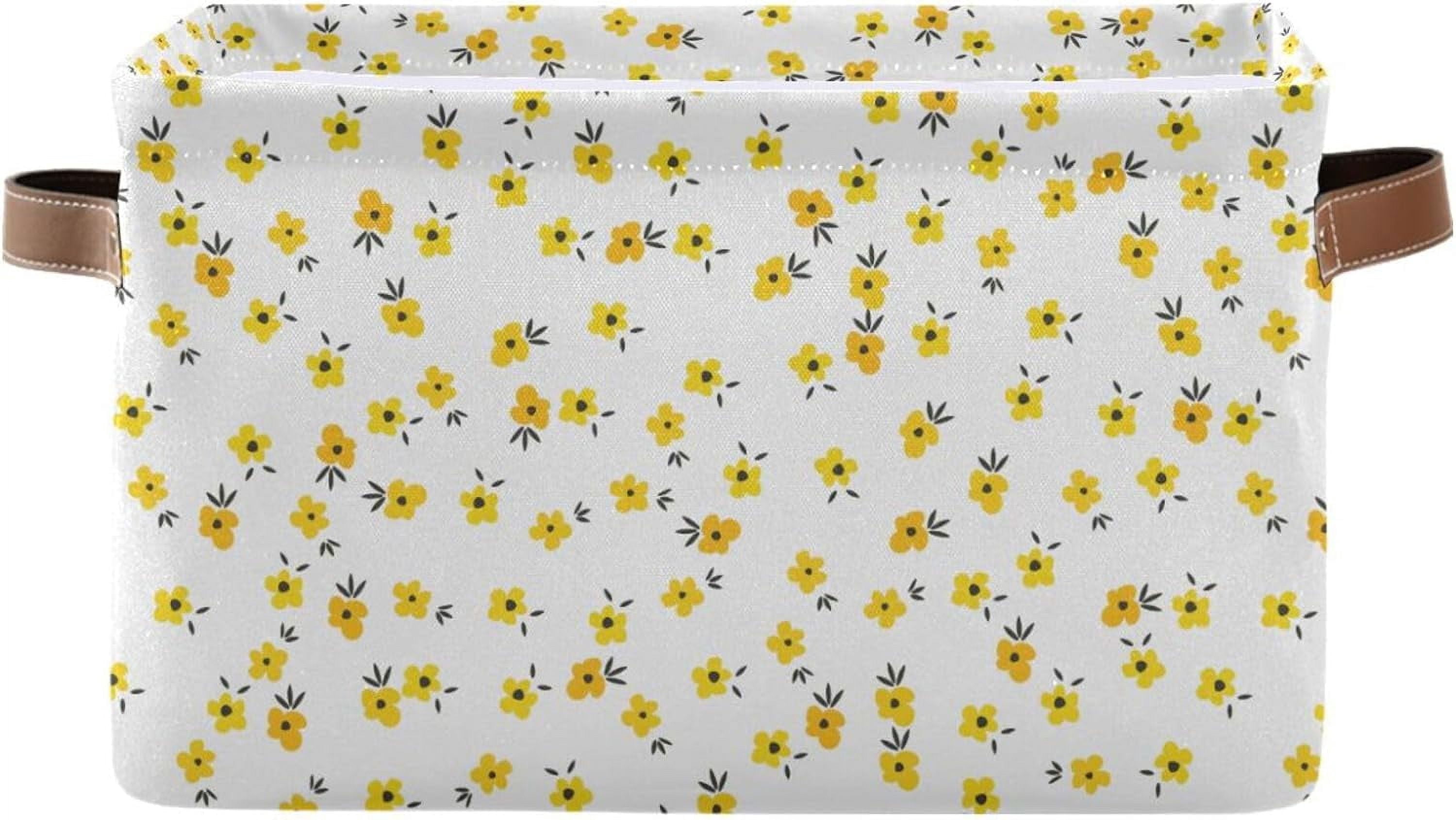 1 Pack Fabric Storage Basket Cute Yellow Flowers Closet Storage Bins ...