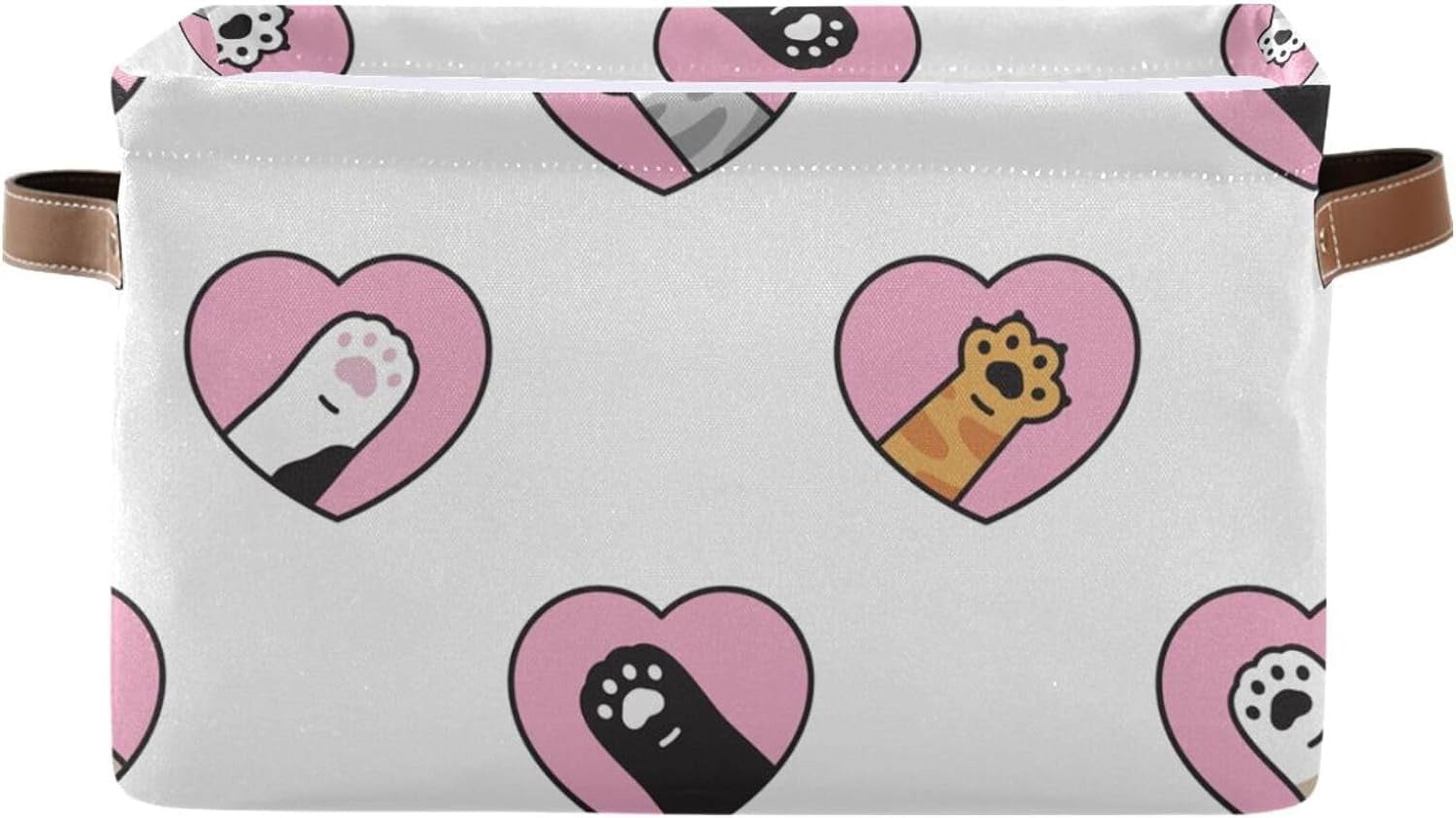 1 Pack Fabric Storage Basket Heart Cat Paws Closet Storage Bins with ...