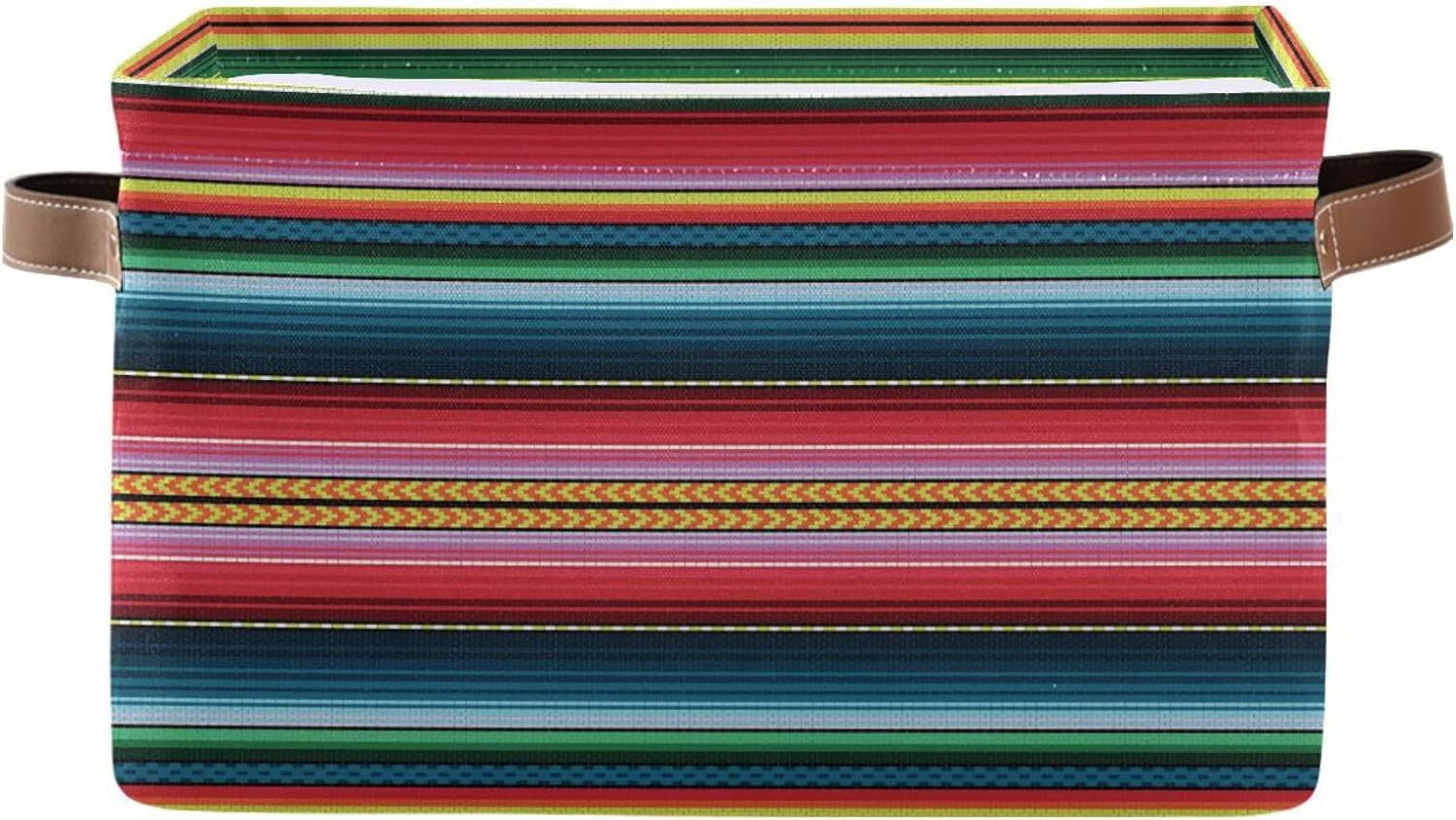 1 Pack Fabric Storage Basket Mexican Serape Blanket Stripes Colorful ...