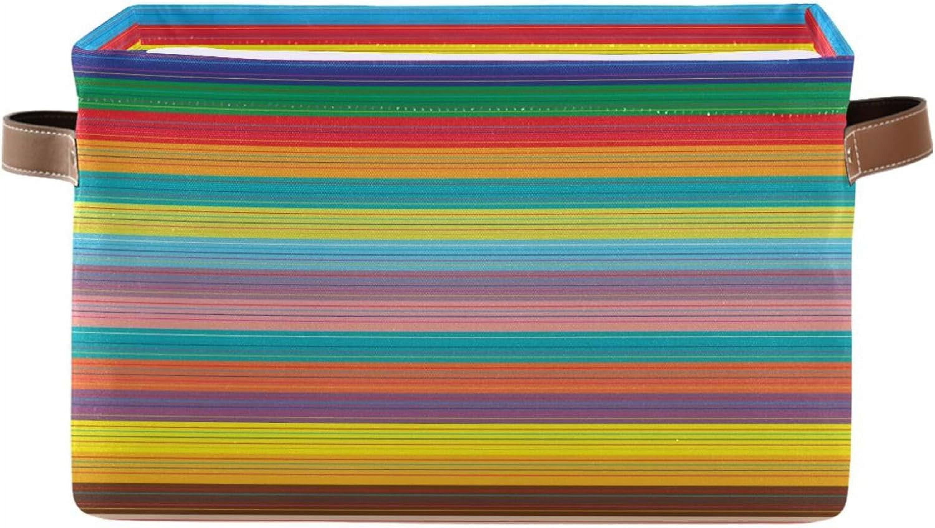 1 Pack Fabric Storage Basket Mexican Serape Stripes Closet Storage Bins ...