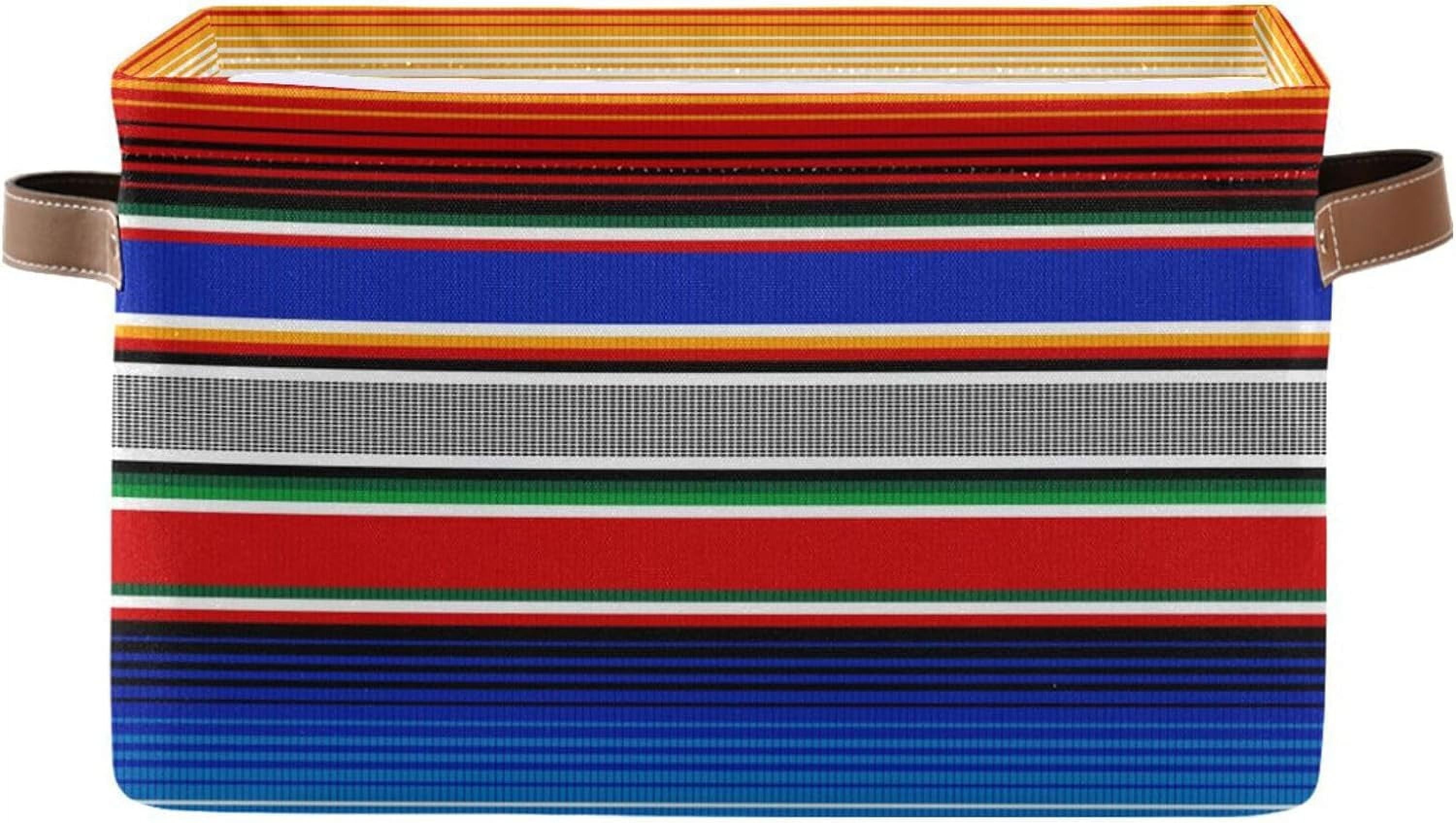 1 Pack Fabric Storage Basket Mexican Serape Stripes Closet Storage Bins ...