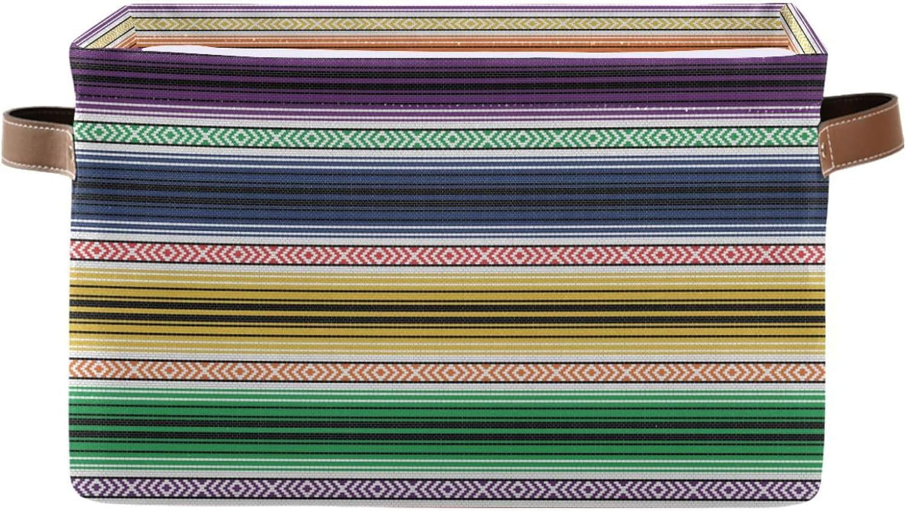 1 Pack Fabric Storage Basket Mexican Serape Stripes Closet Storage Bins ...
