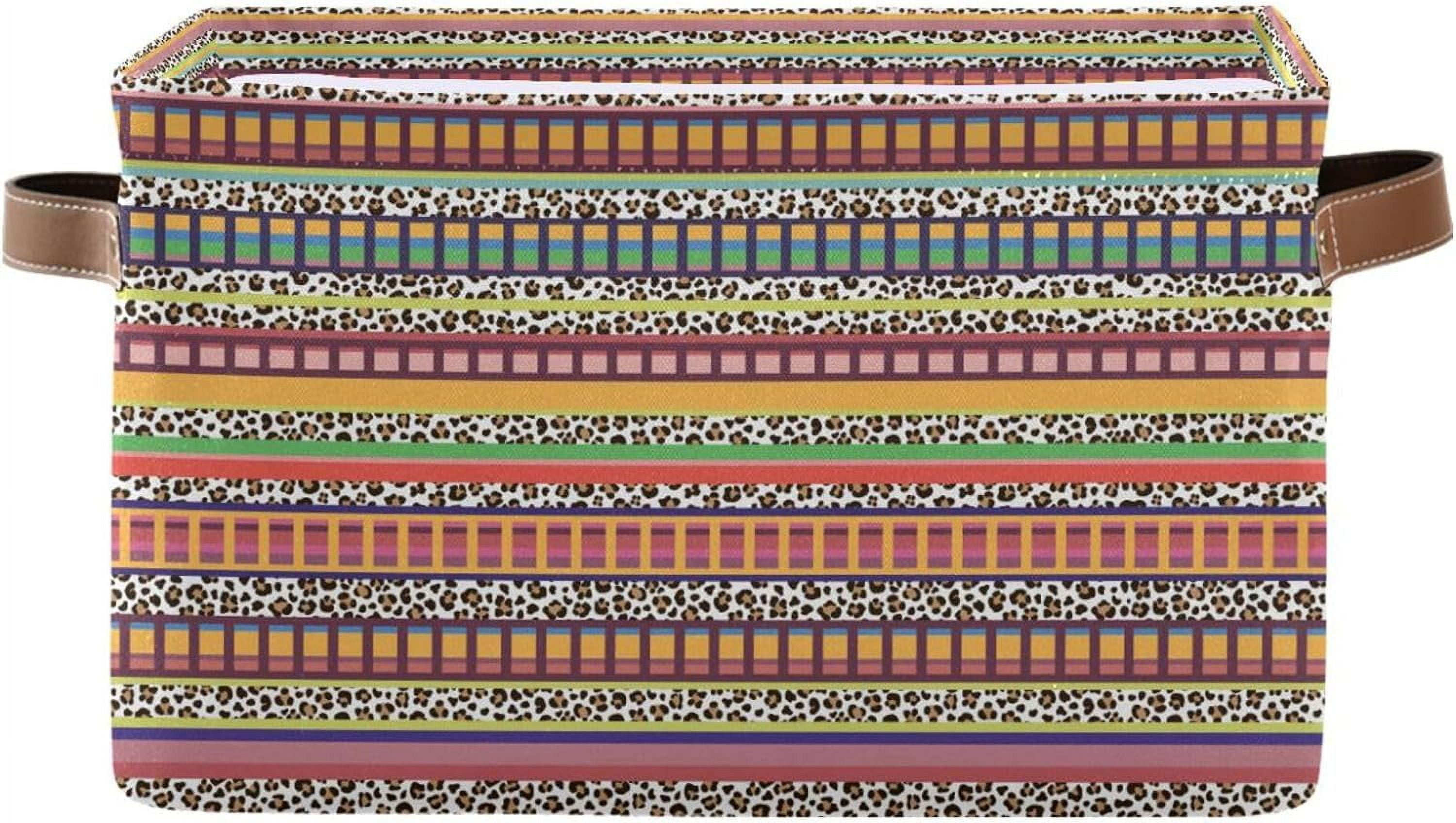 1 Pack Fabric Storage Basket Mexican Serape Stripes & Leopard Closet ...