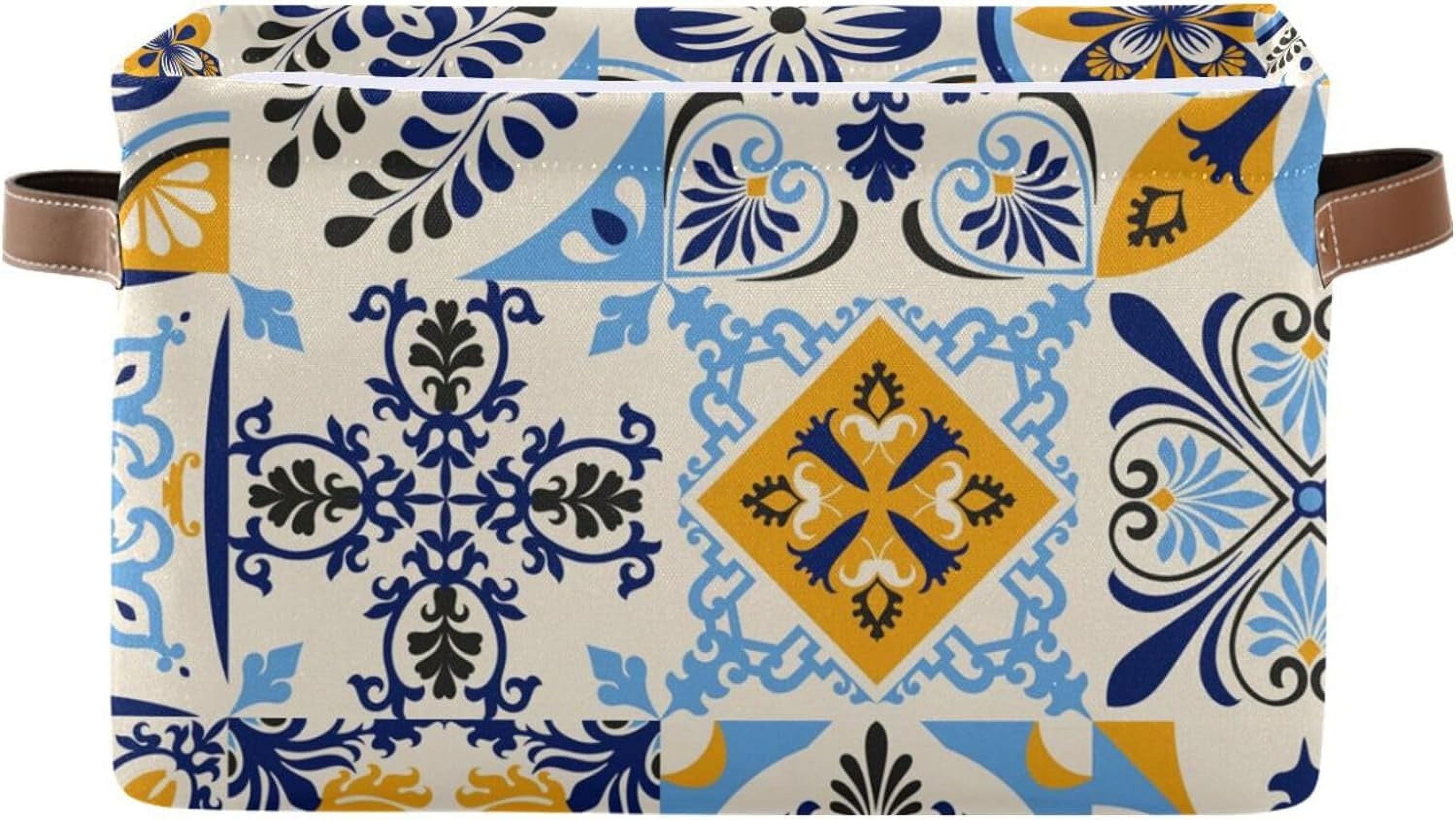 1 Pack Fabric Storage Basket Talavera Ceramic Tile Closet Storage Bins ...
