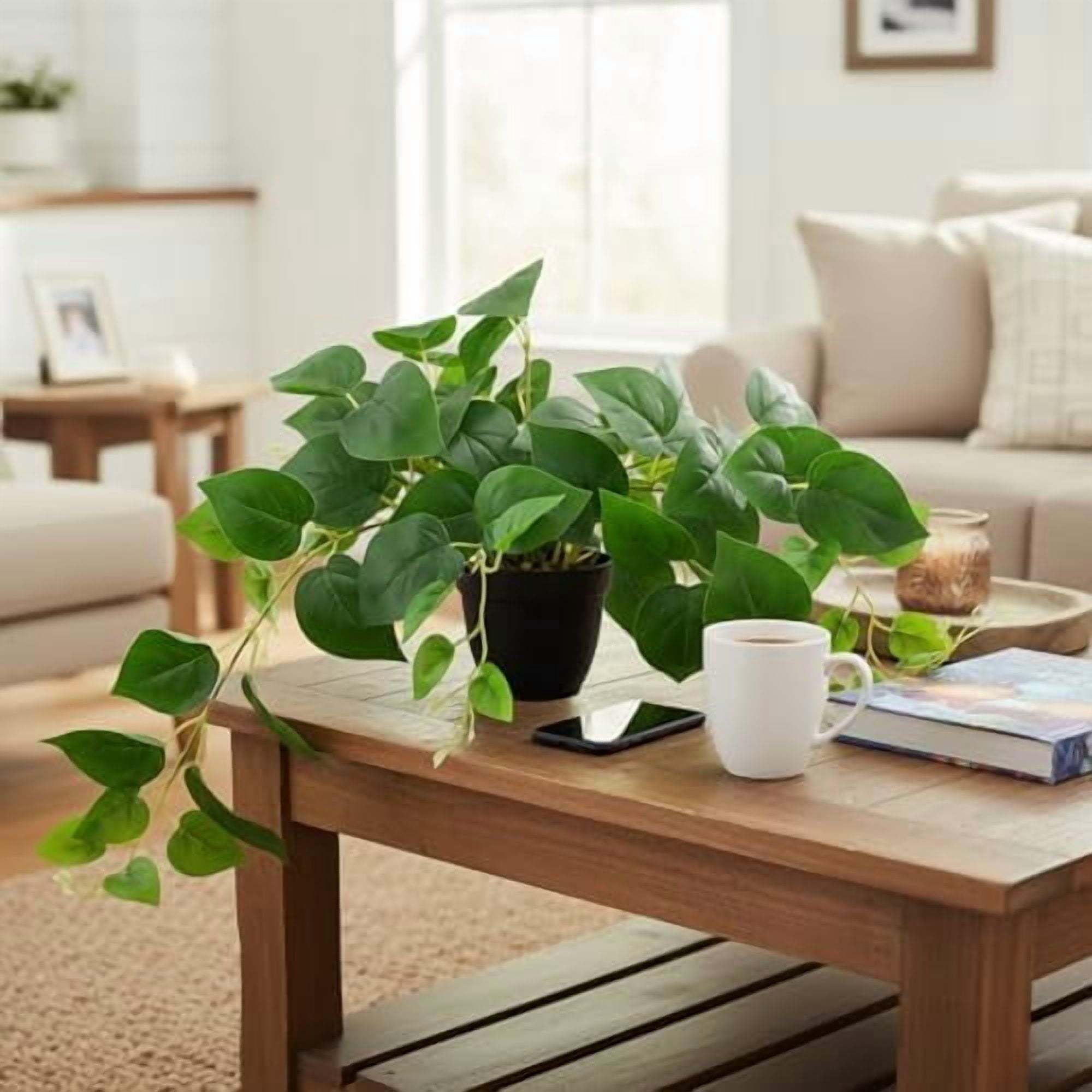 1 Pack Fake Plants Artificial Scindapsus Aureus in Pots, Realistic Fake ...