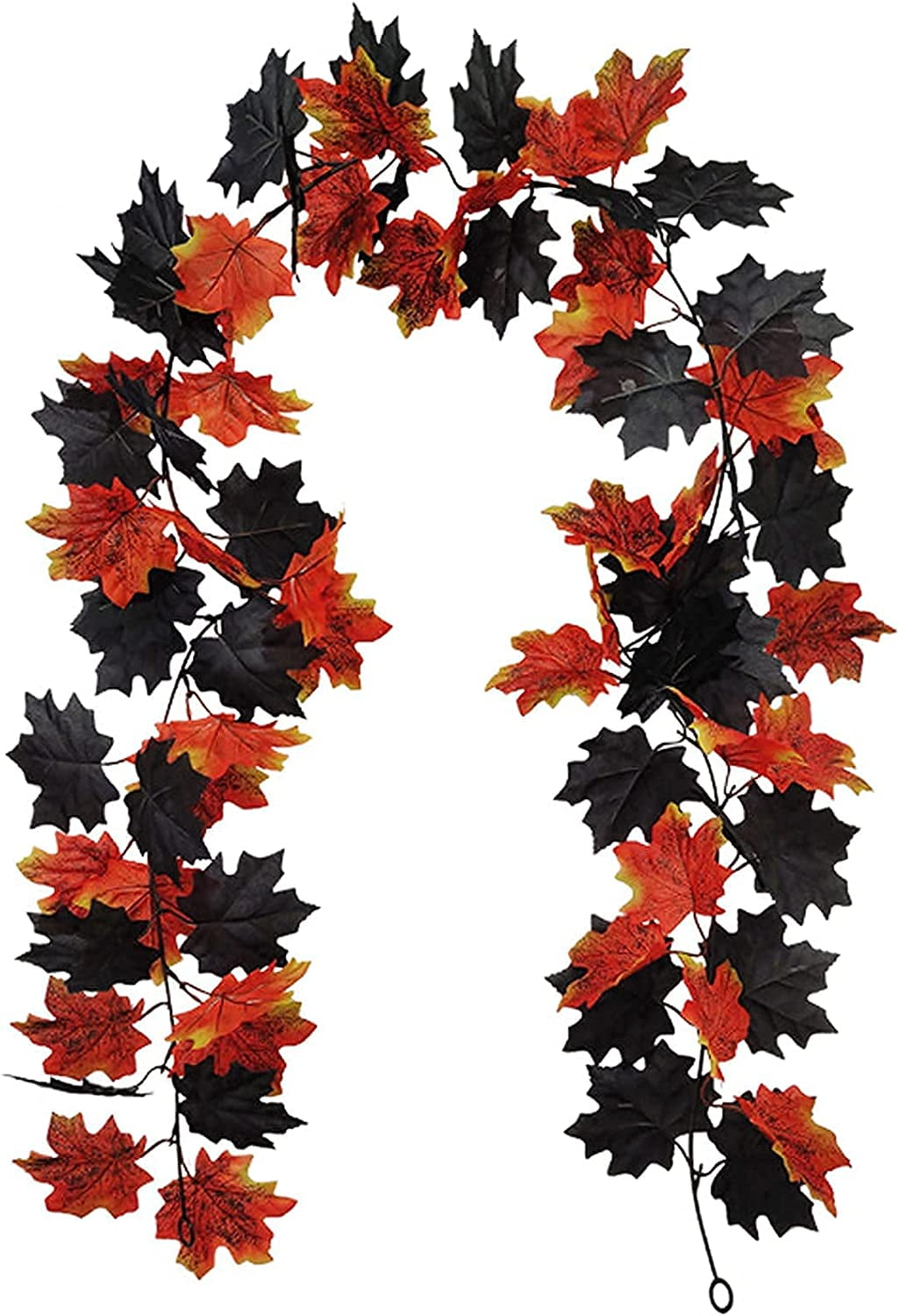 1 Pack Fall Maple Leaf Garland Hanging Black Fall Leaves Vine ...