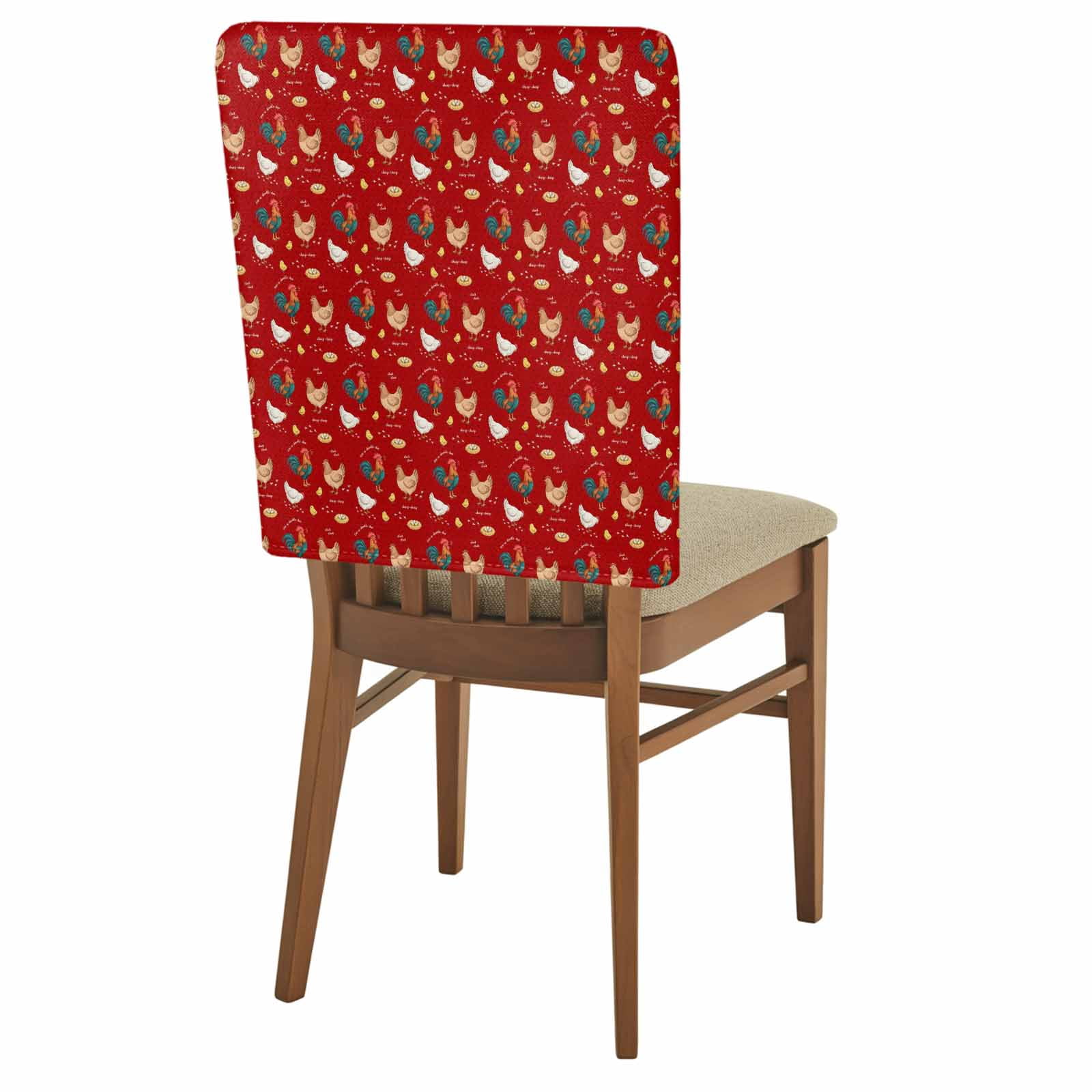 1 Pack Farm Chicken Chair Back Covers White Hen Rooster Red Background ...