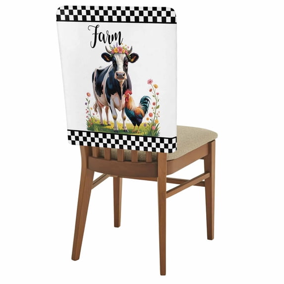 1 Pack Farm Cow Chicken Chair Back Covers Spring Pink Yellow Flower ...