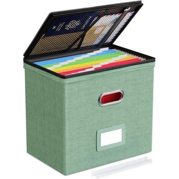 1 Pack File Organizer Boxes with Lids, File Box with Mesh Pockets ...