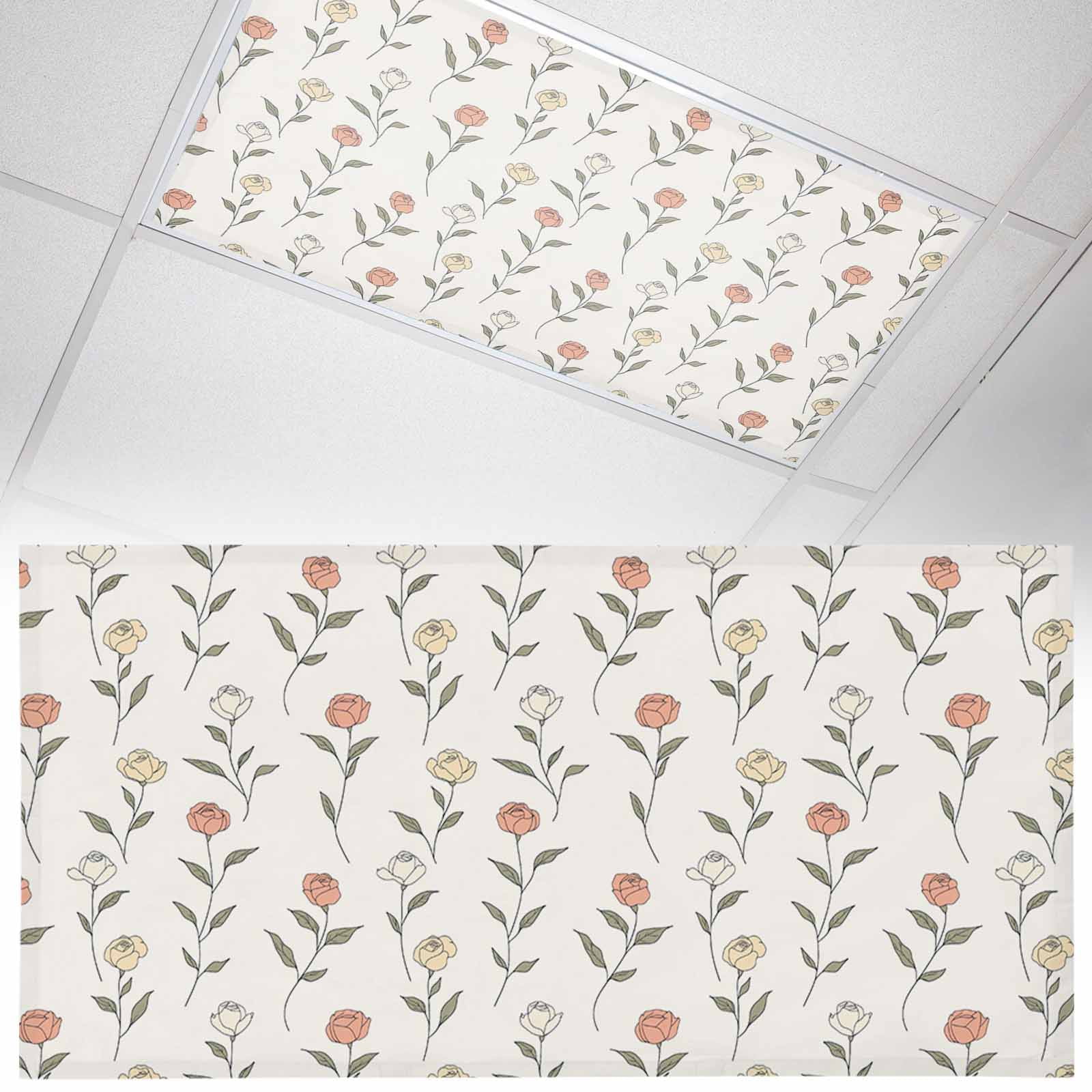 1 Pack Floral Fluorescent Light Covers for Ceiling Lights Leaf Plant ...
