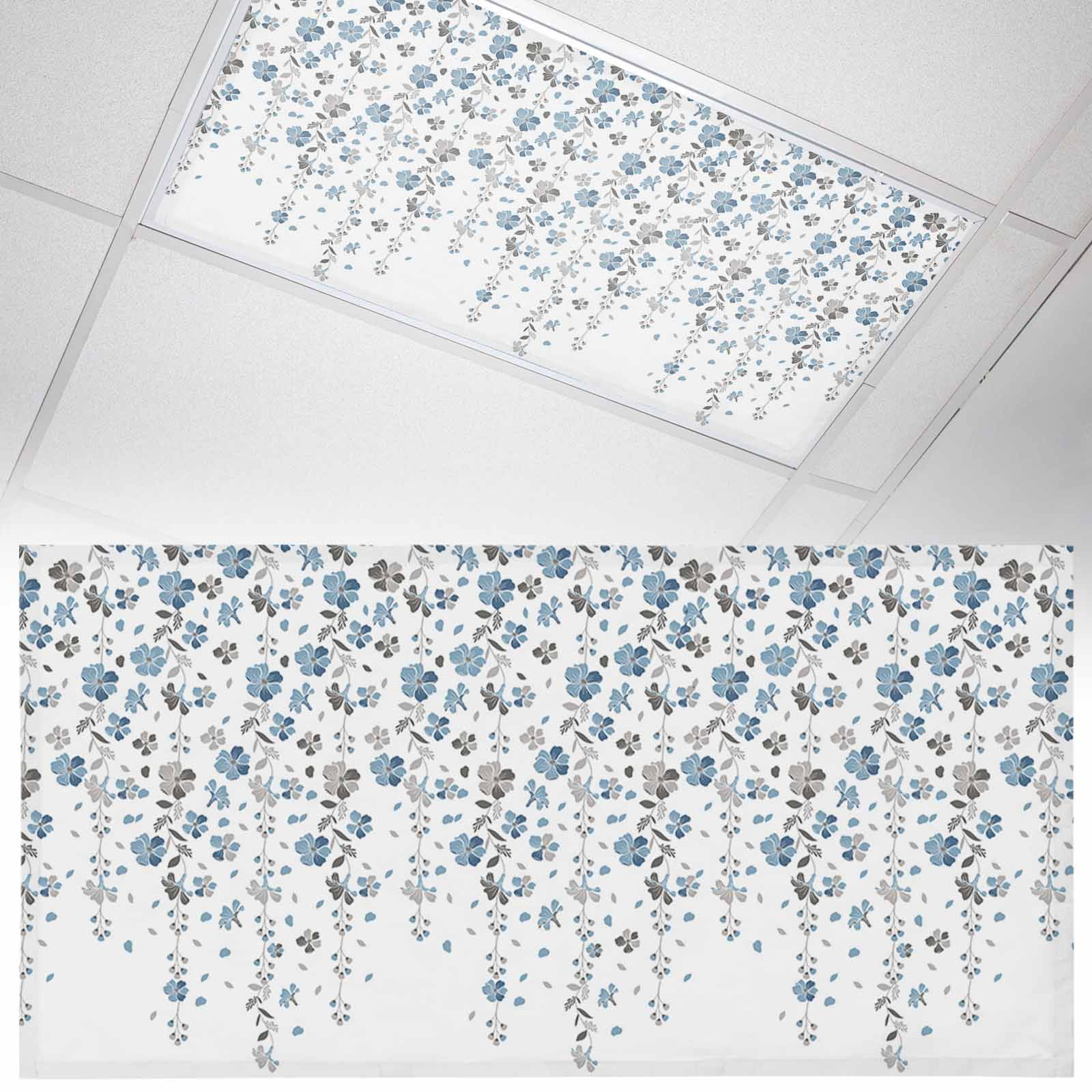 1 Pack Flower Blue Fluorescent Light Covers for Ceiling Lights Grey ...