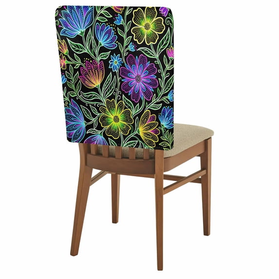1 Pack Flowers Chair Back Covers Abstract Gradient Blue Green Purple ...