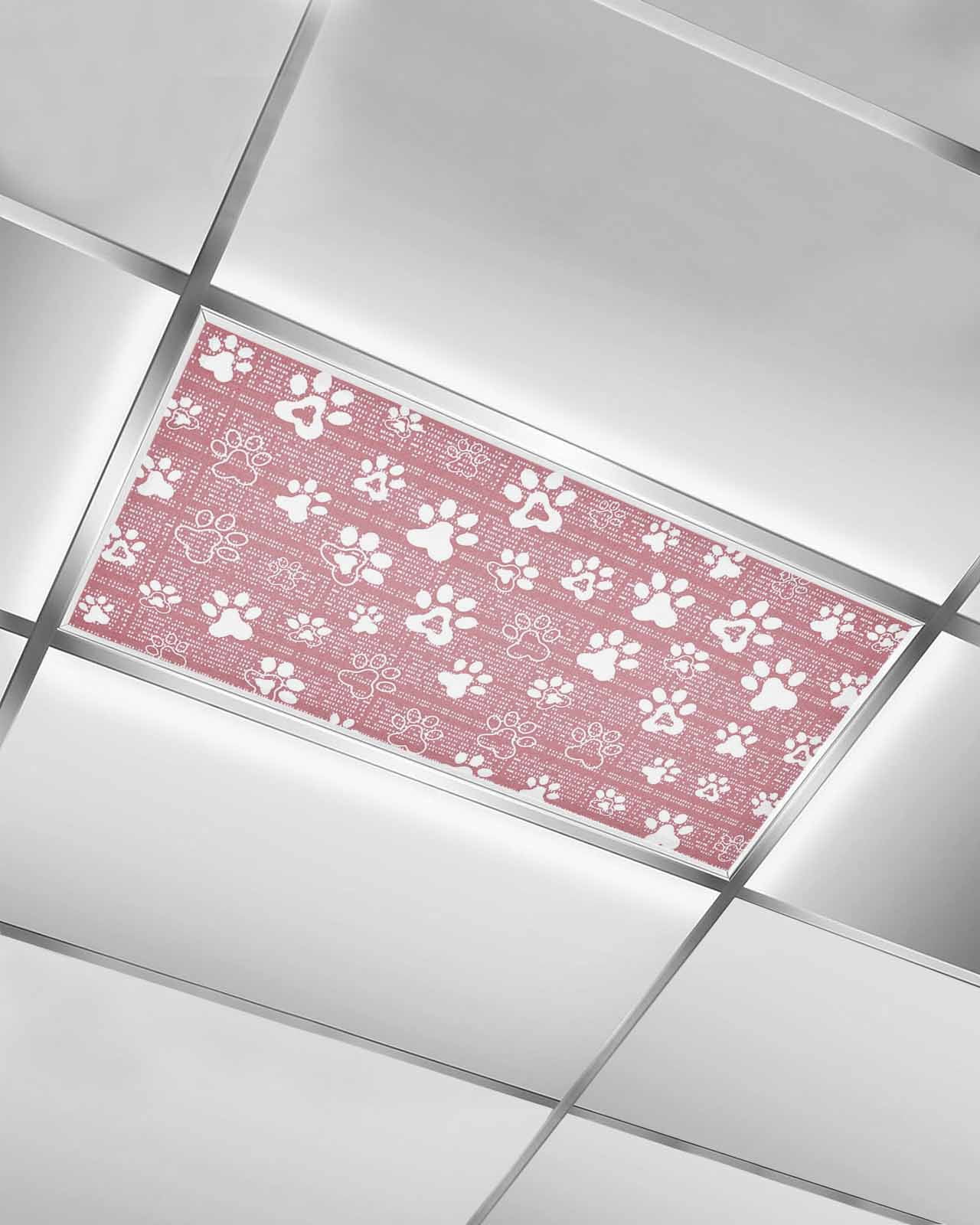 1 Pack Fluorescent Light Cover for Ceiling Lights, Pink Dog Paw ...