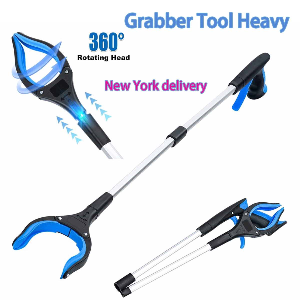 1 Pack Foldable Reacher Grabber Tool, Long 32" Foldable Extender ...