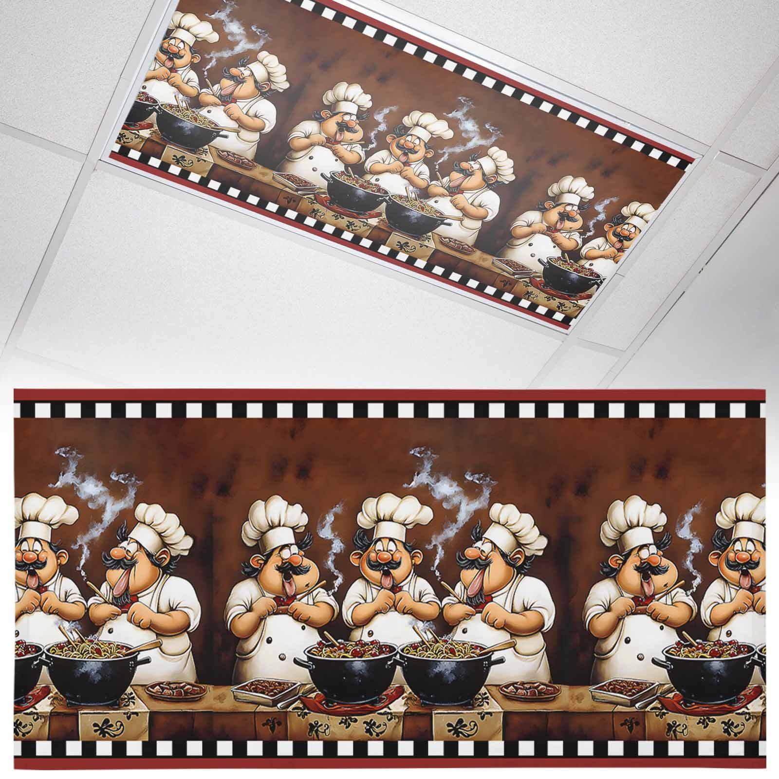 1 Pack Funny Chefs Fluorescent Light Covers for Ceiling Lights Chef ...