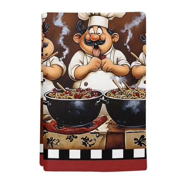 1 Pack Funny Chefs Kitchen Towels Chef Cooking Food Red Plaid ...