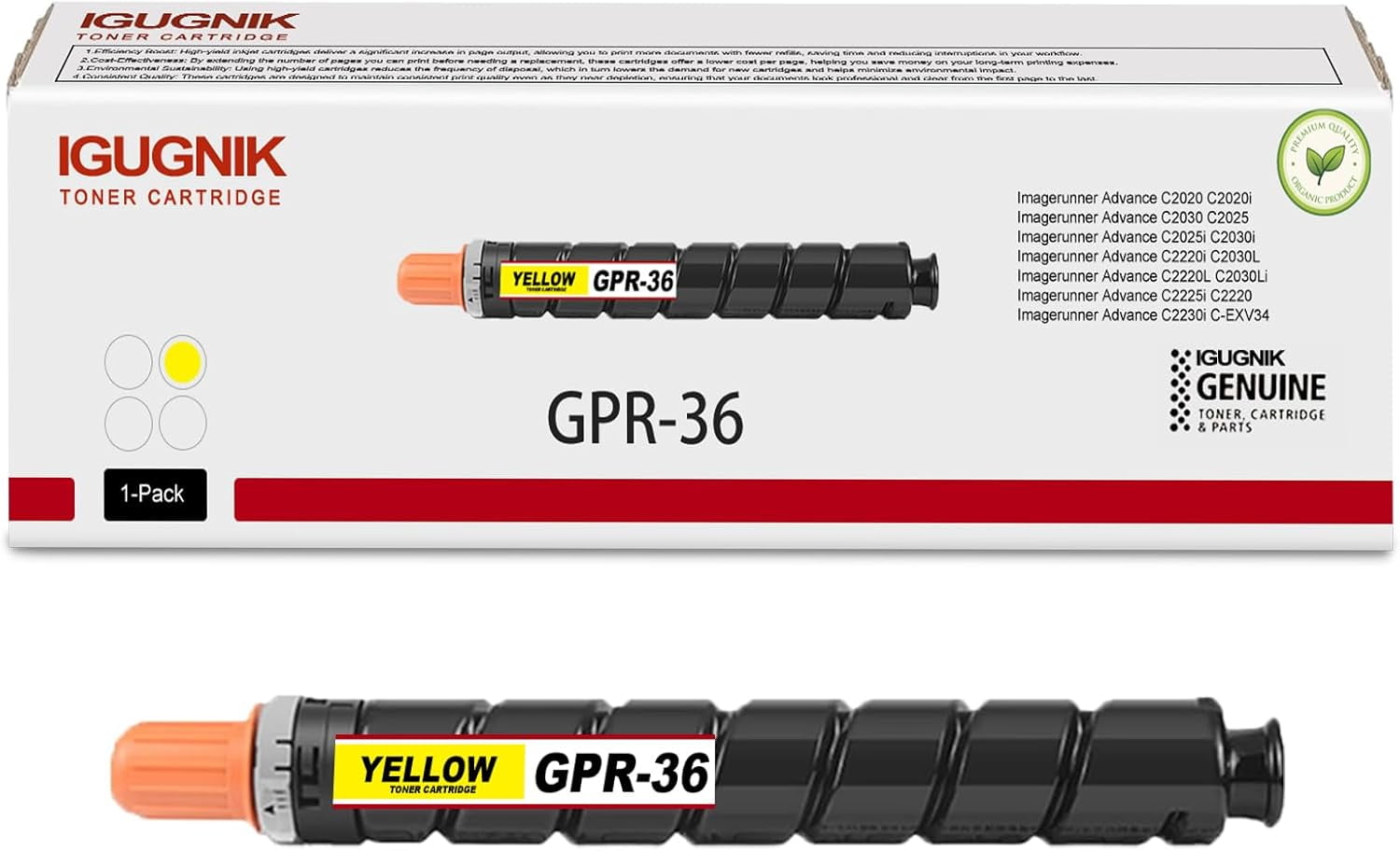 1-Pack GPR 36 High Yield Yellow Toner Cartridges Replacement for Canon ...
